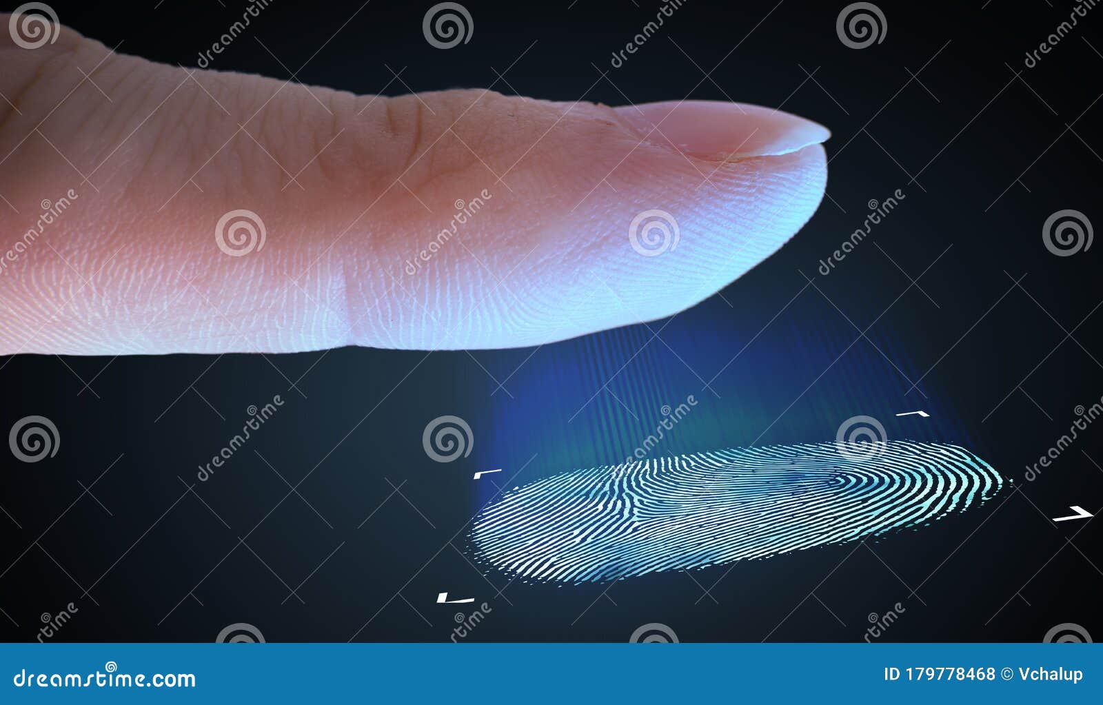 Scanning Fingerprint from Finger. Biometric and Security Concept. Stock ...
