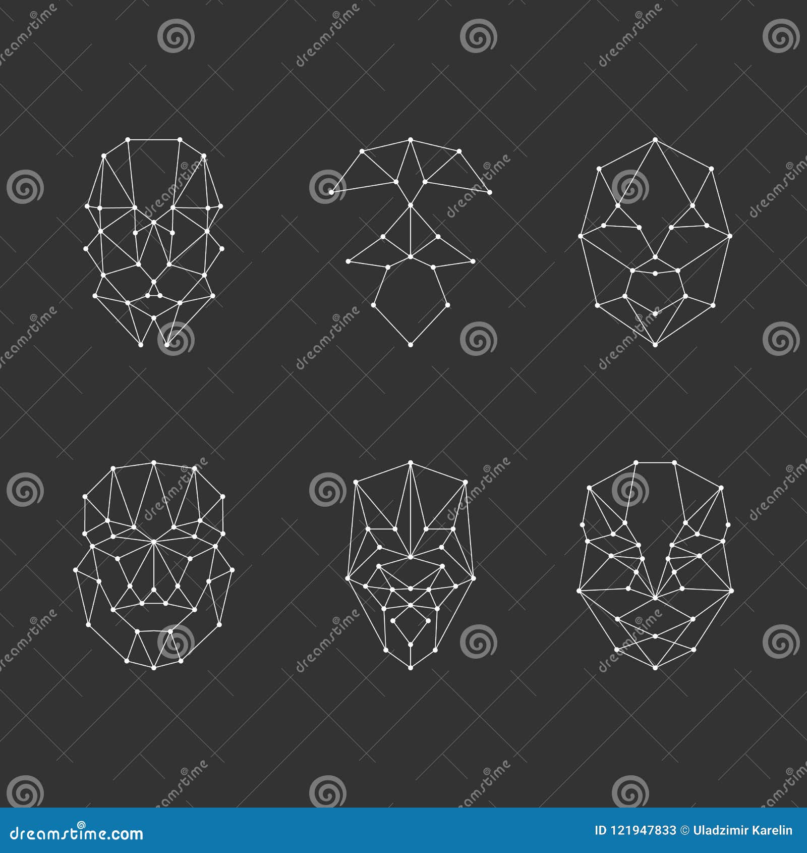 Scanning Grid for Face Recognition. Set Face Recognition Stock Vector ...