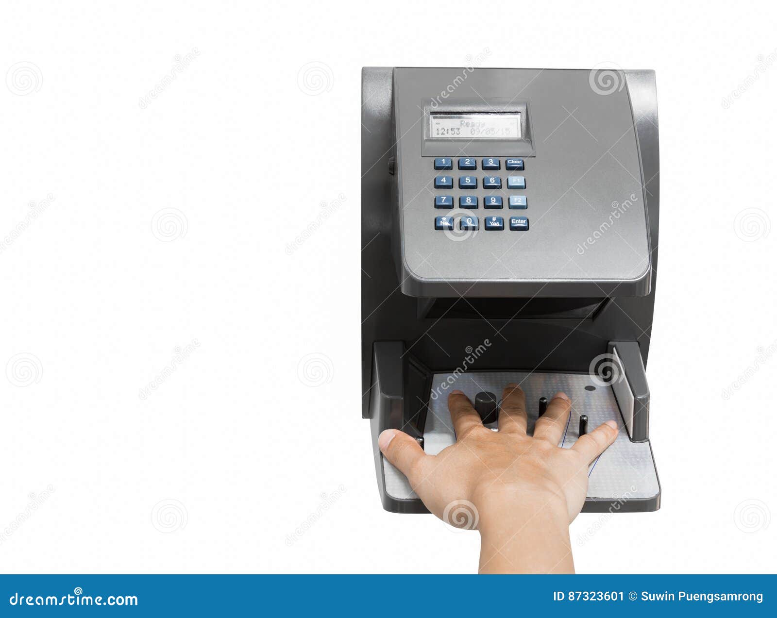 Scanning of Hand for Access in Security System, Isolated on Whit Stock ...
