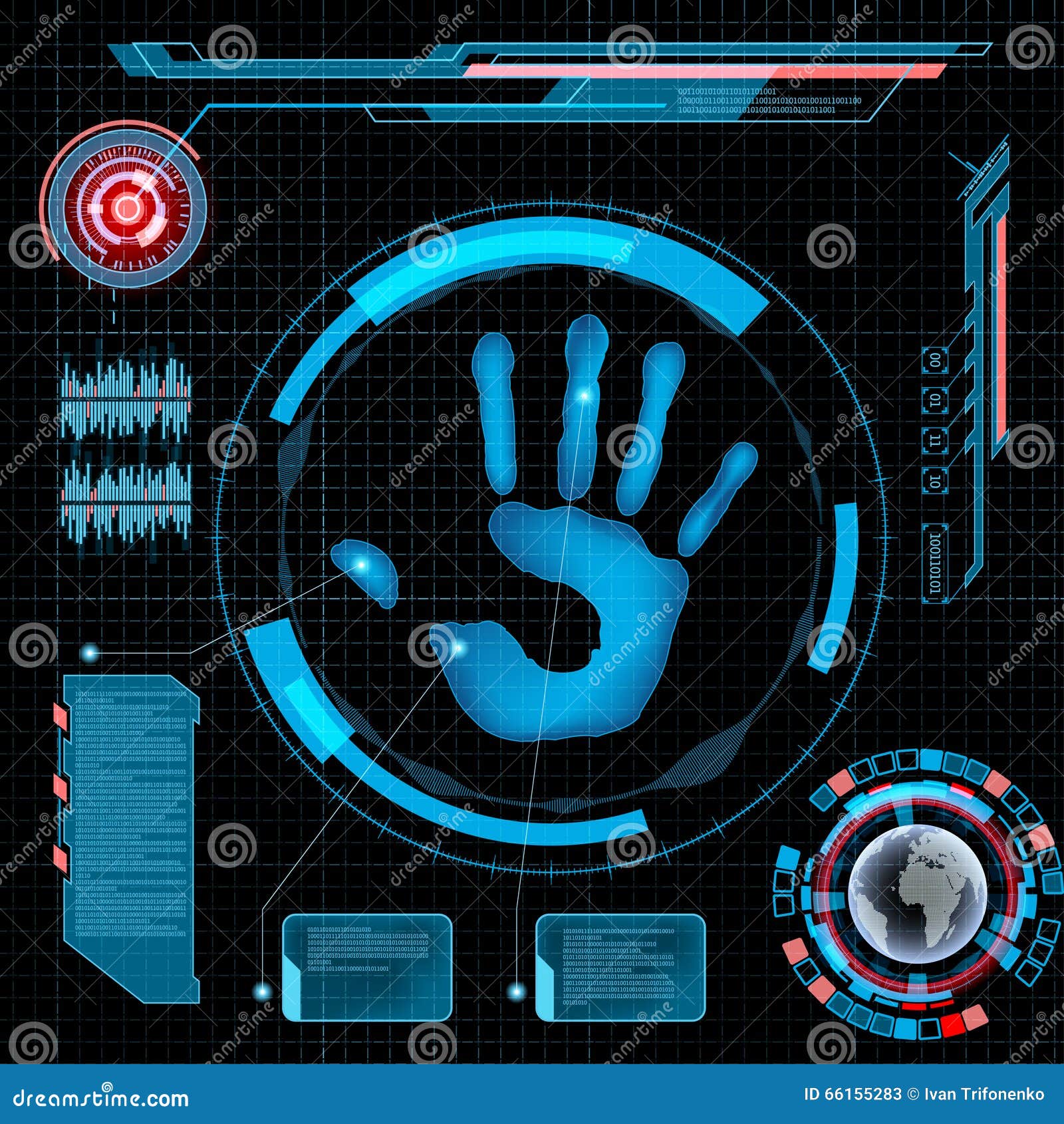 Scanning human palm stock vector. Illustration of communication - 66155283