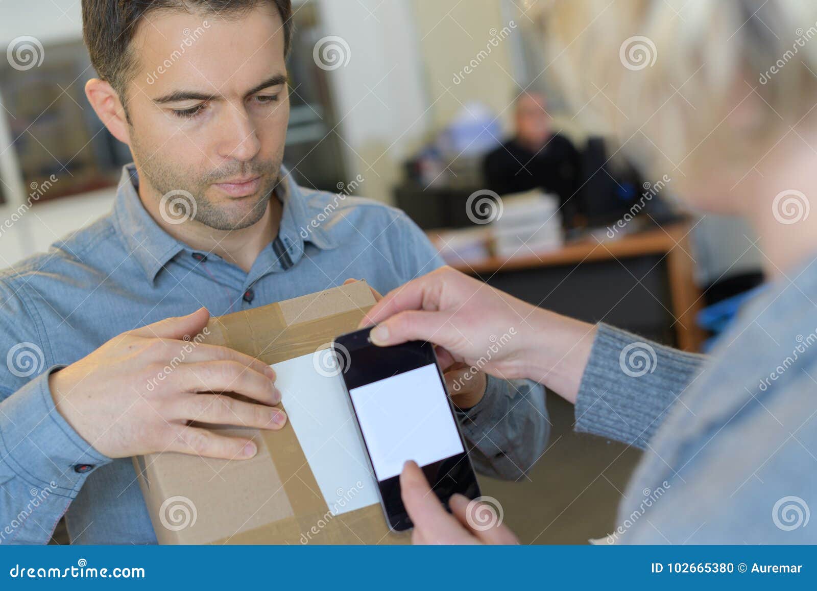 Scanning Label on Boxes with Barcode Scanner Stock Photo - Image of ...