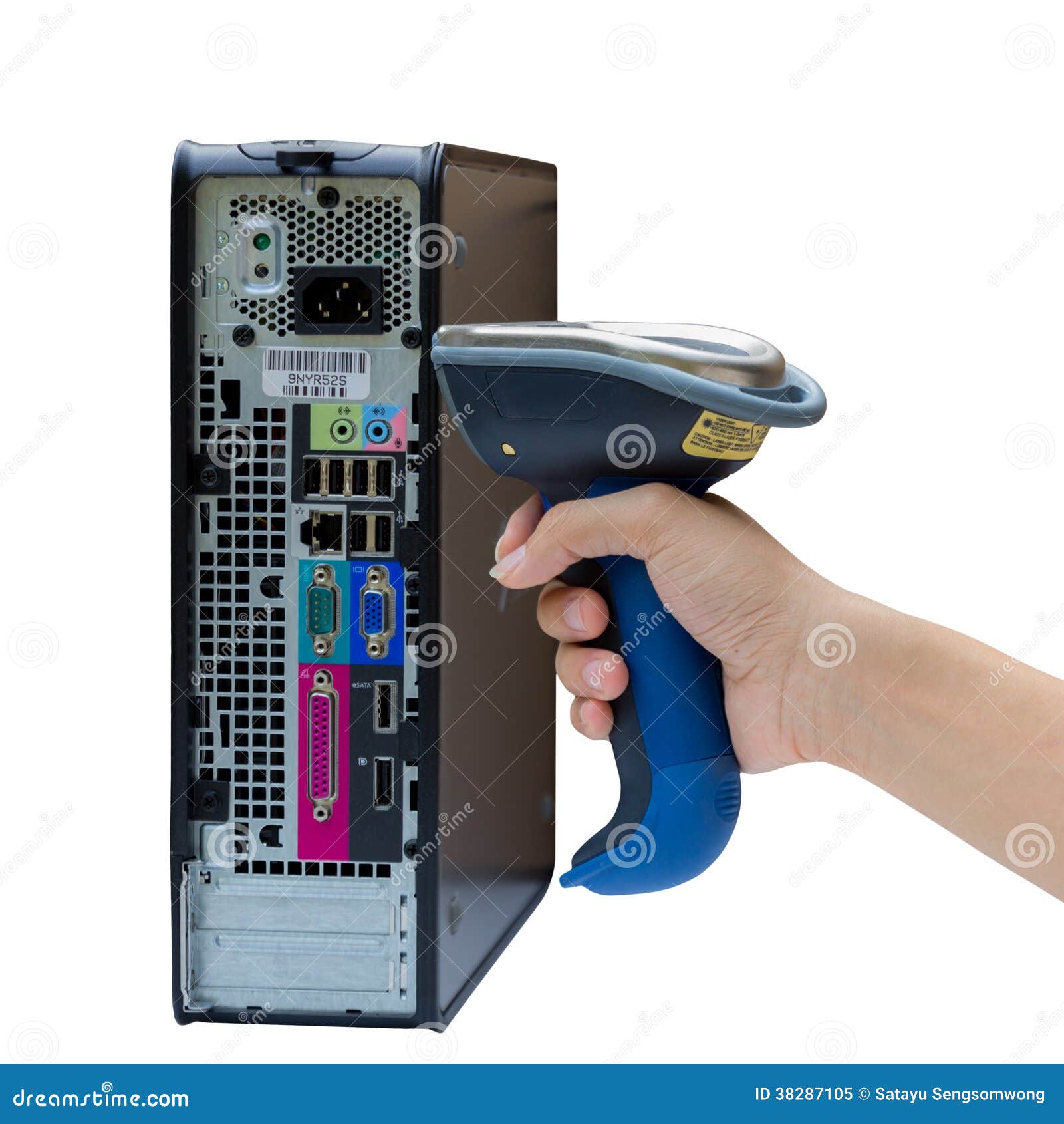 Scanning Label on Computer with Wireless Scanner Stock Image - Image of ...