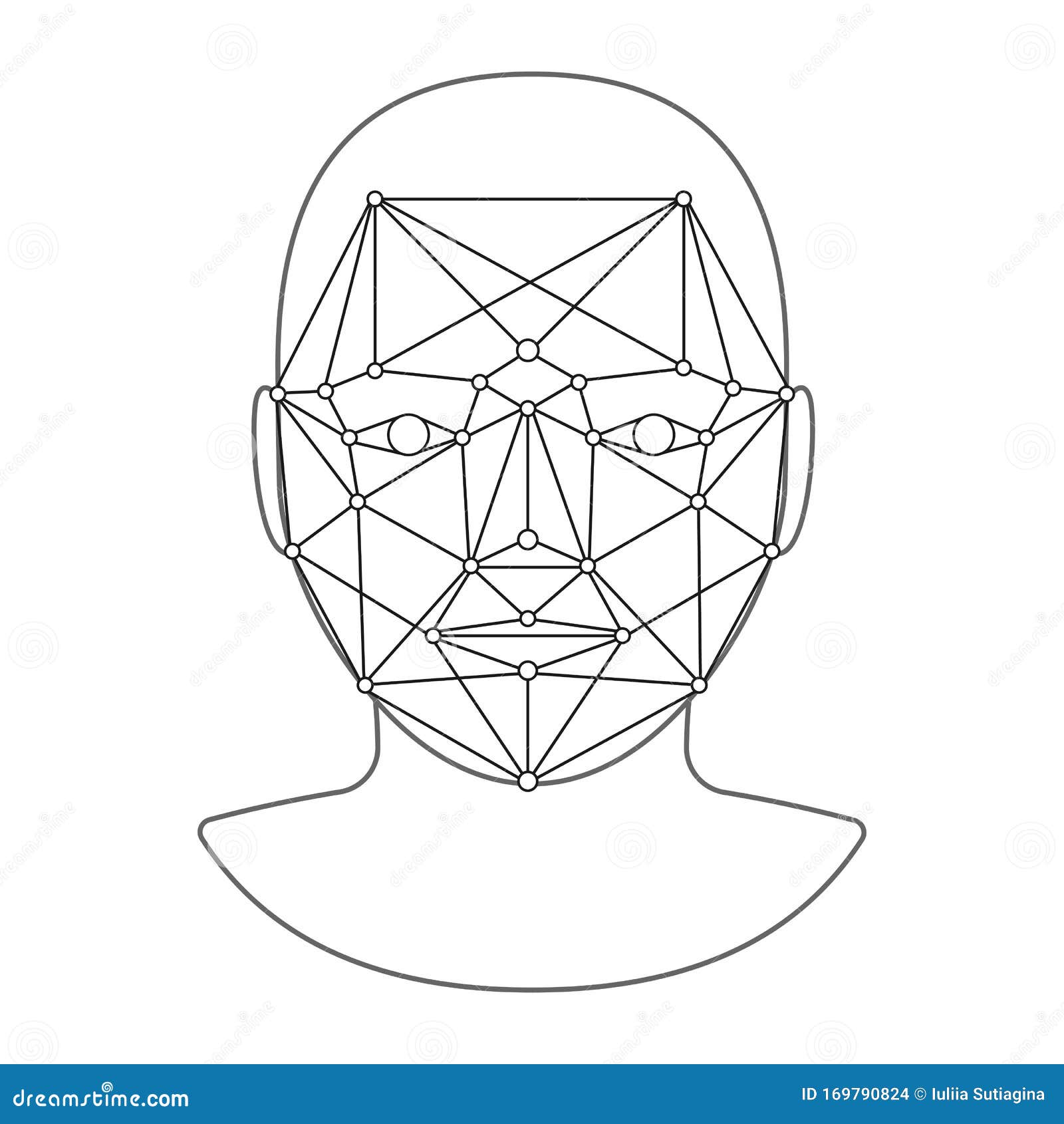 Scanning Person Face By Points. Low Polygon Indication. Recognition Of ...