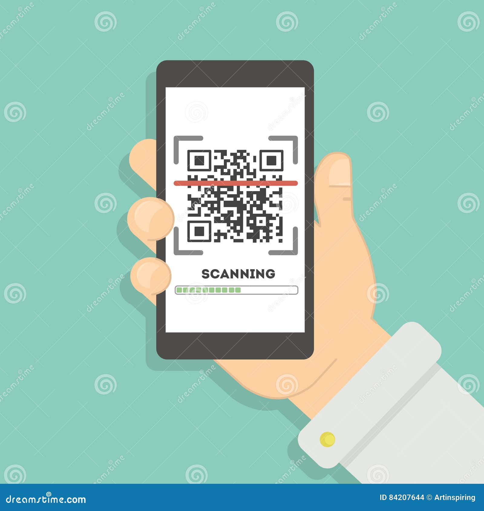Scanning with phone. stock vector. Illustration of communication - 84207644