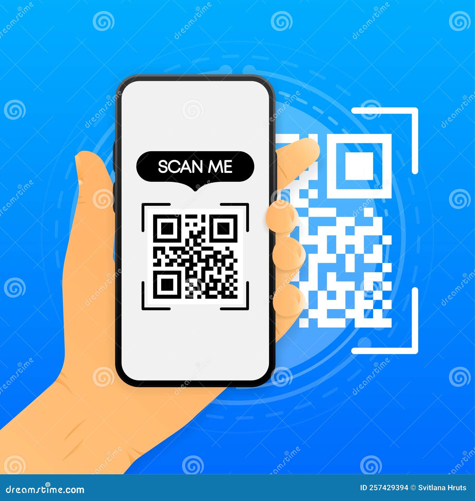 Scanning QR Code Concept. Qr Code for Payment. Hand Holding Phone ...