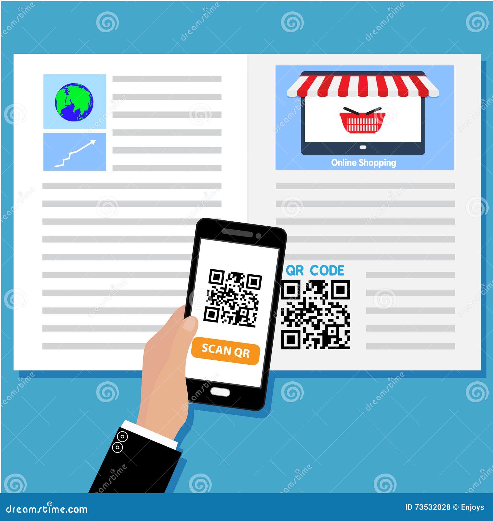 Scanning Qr Code on Document Stock Illustration - Illustration of ...