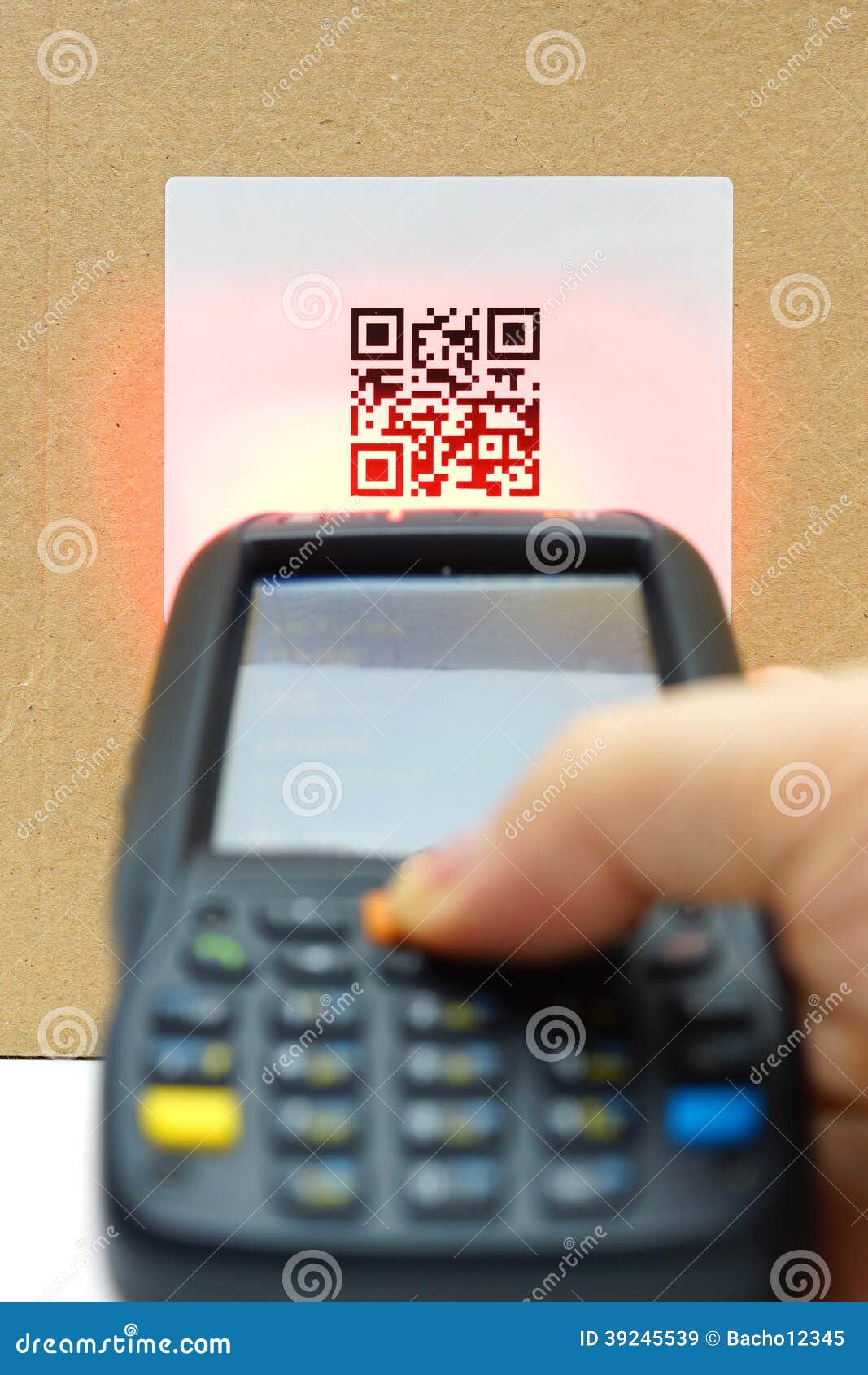 Scanning QR Code Label on the Carton with Laser Stock Image - Image of ...