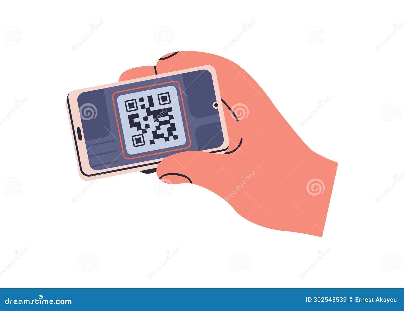 Scanning Qr Code With Mobile Scanner App Holding Smart Phone In Hand Using Qrcode Reader On