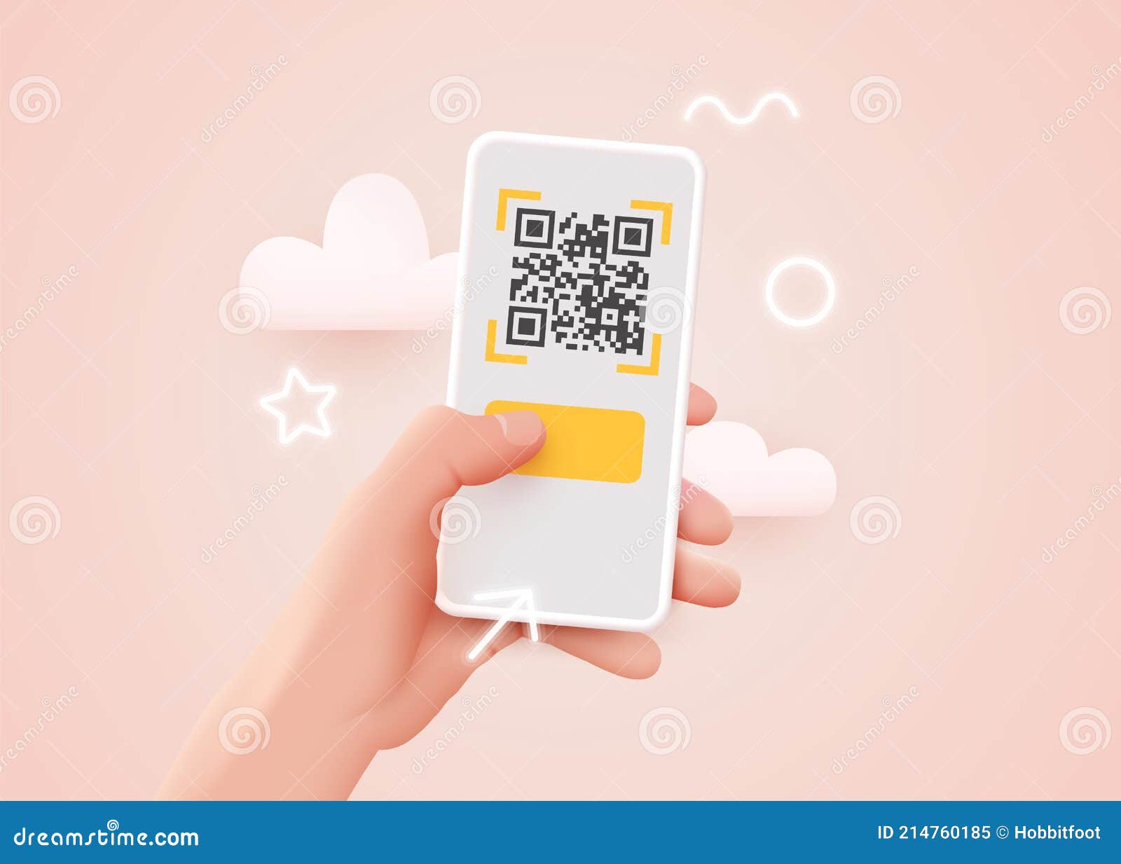 E-Wallet, Cashless Payment Technology. Woman Looking On Qr Code, Man ...