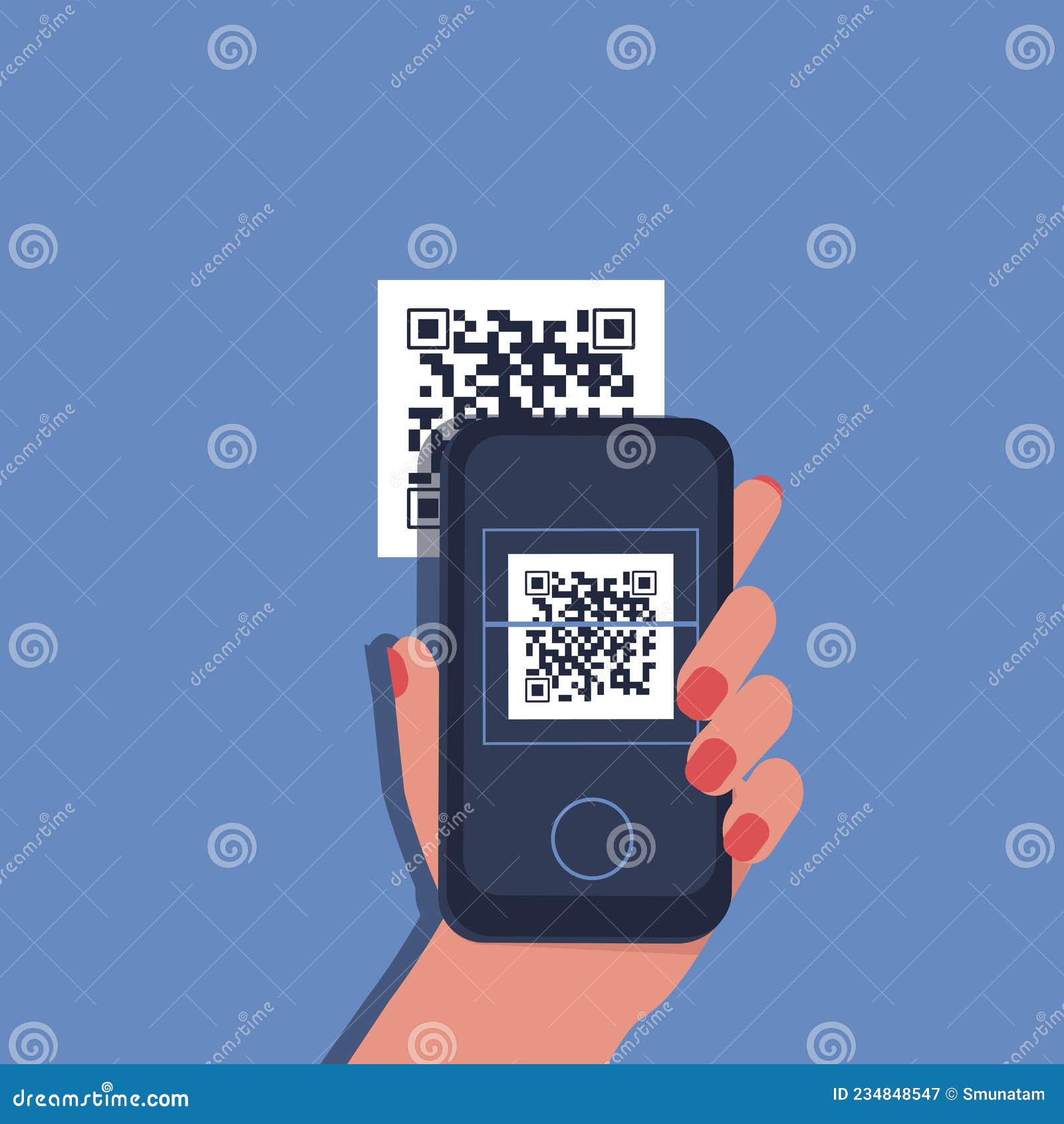 Scanning the QR Code by the Phone Stock Vector - Illustration of laser ...