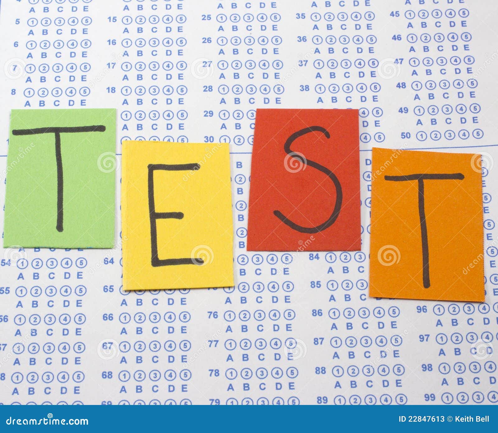 Scantron Test with Colorful Letters Stock Image - Image of test, orange ...