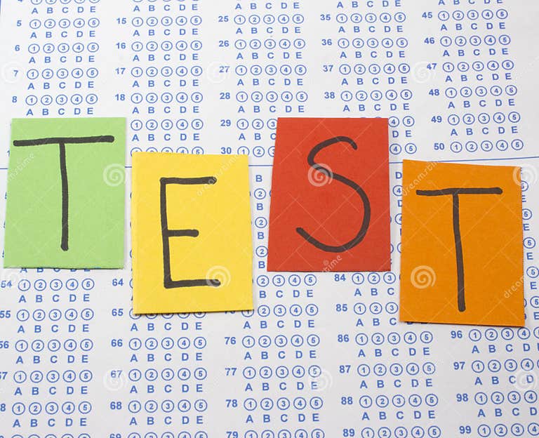 Scantron Test with Colorful Letters Stock Image - Image of test, orange ...