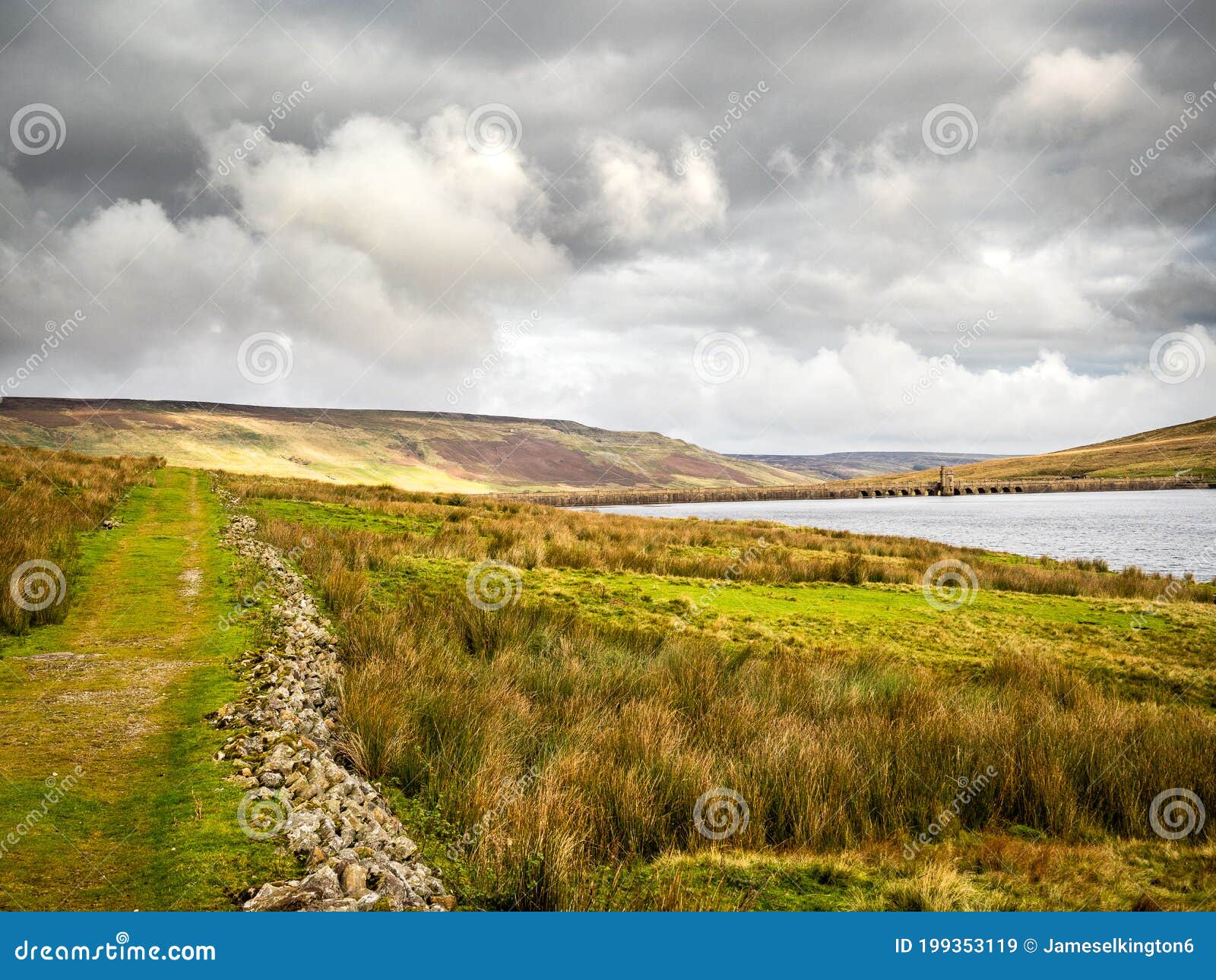The Path Around Angram Reservoir. Stock Image - Image of water ...