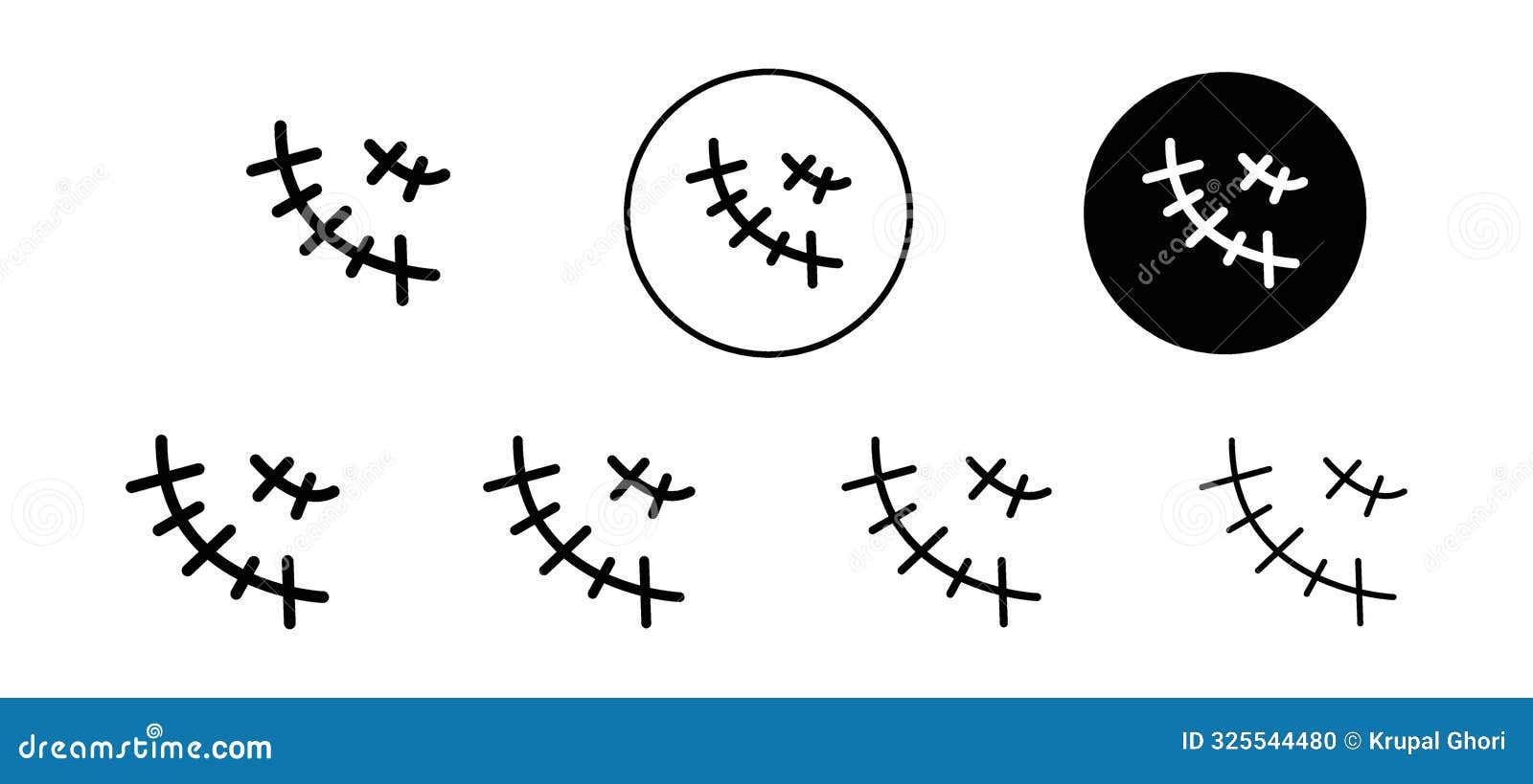 Scar Icon Set. Suture Stitch Keloid Wound Healing Vector Symbol ...