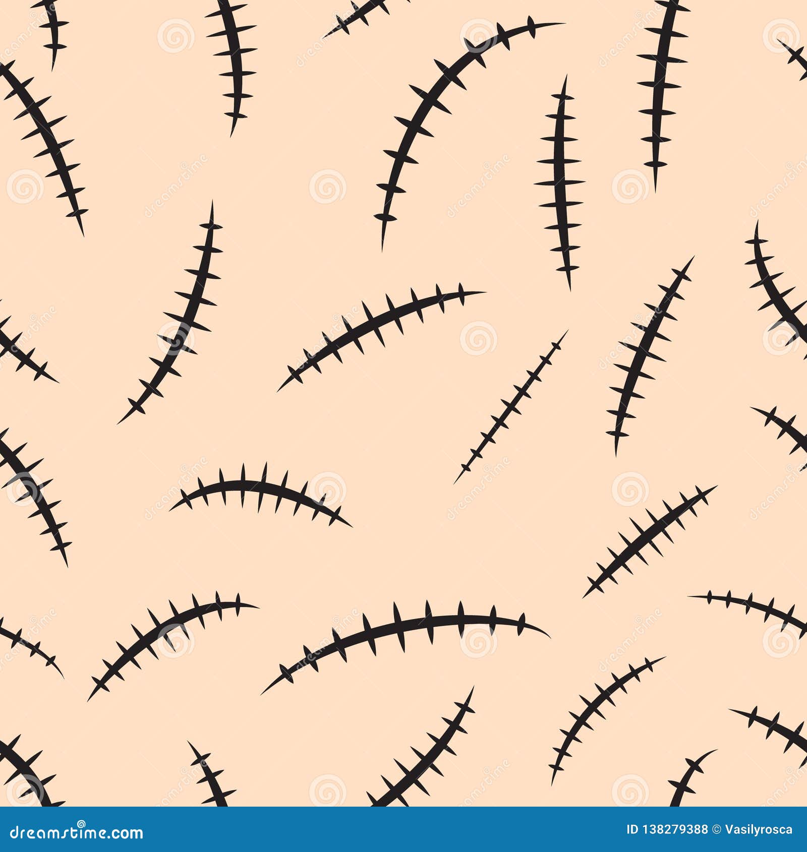 Scar Or Wound. Realistic Bloody Stitch. Surgical Sutures Healing Seam ...