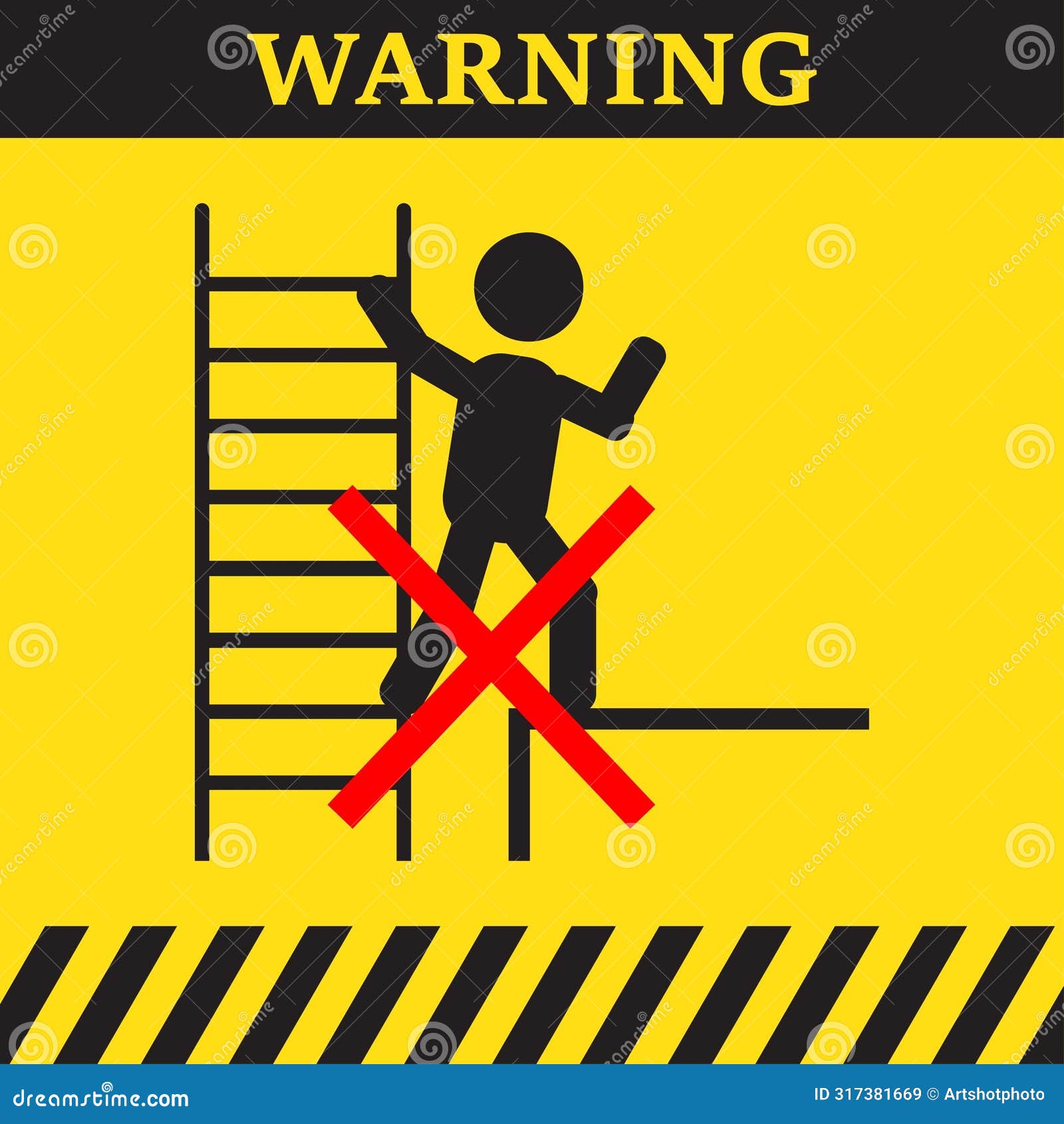 Bad Example of Ladder Use with Warning Text Stock Vector - Illustration ...