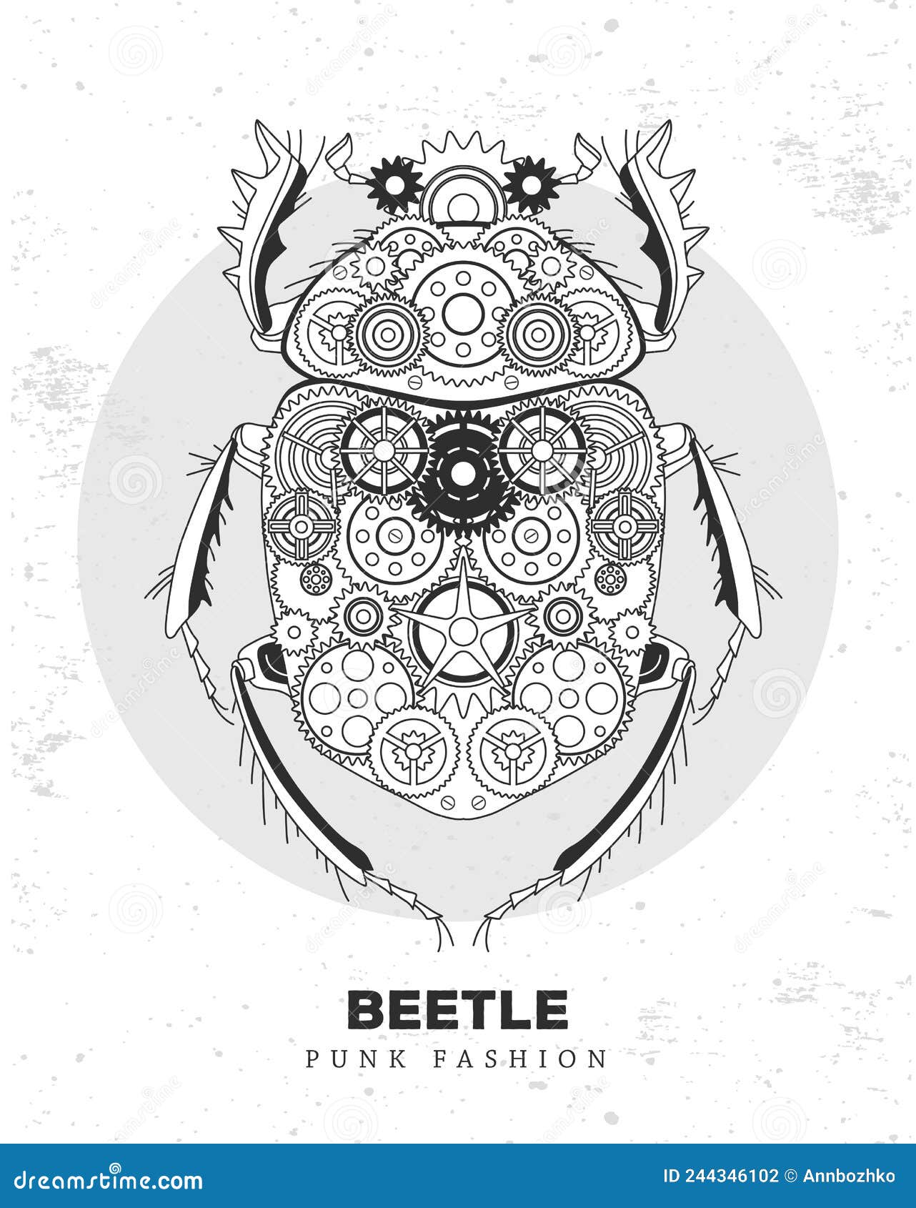 Scarab Beetle Silhouette with Gears. Punk Style Stock Vector ...