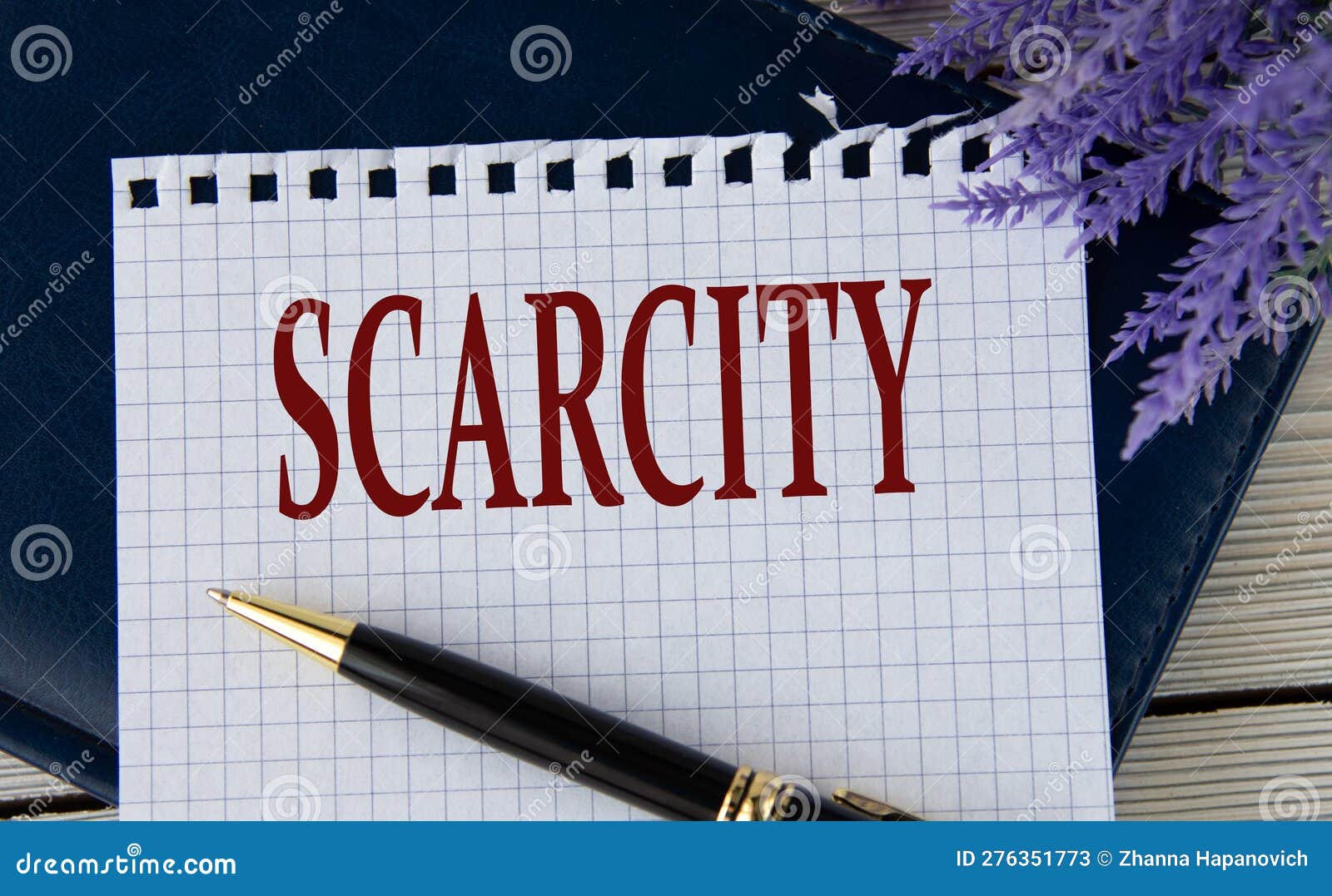 SCARCITY - Word on a White Sheet with a Black Notepad and Pen Stock ...