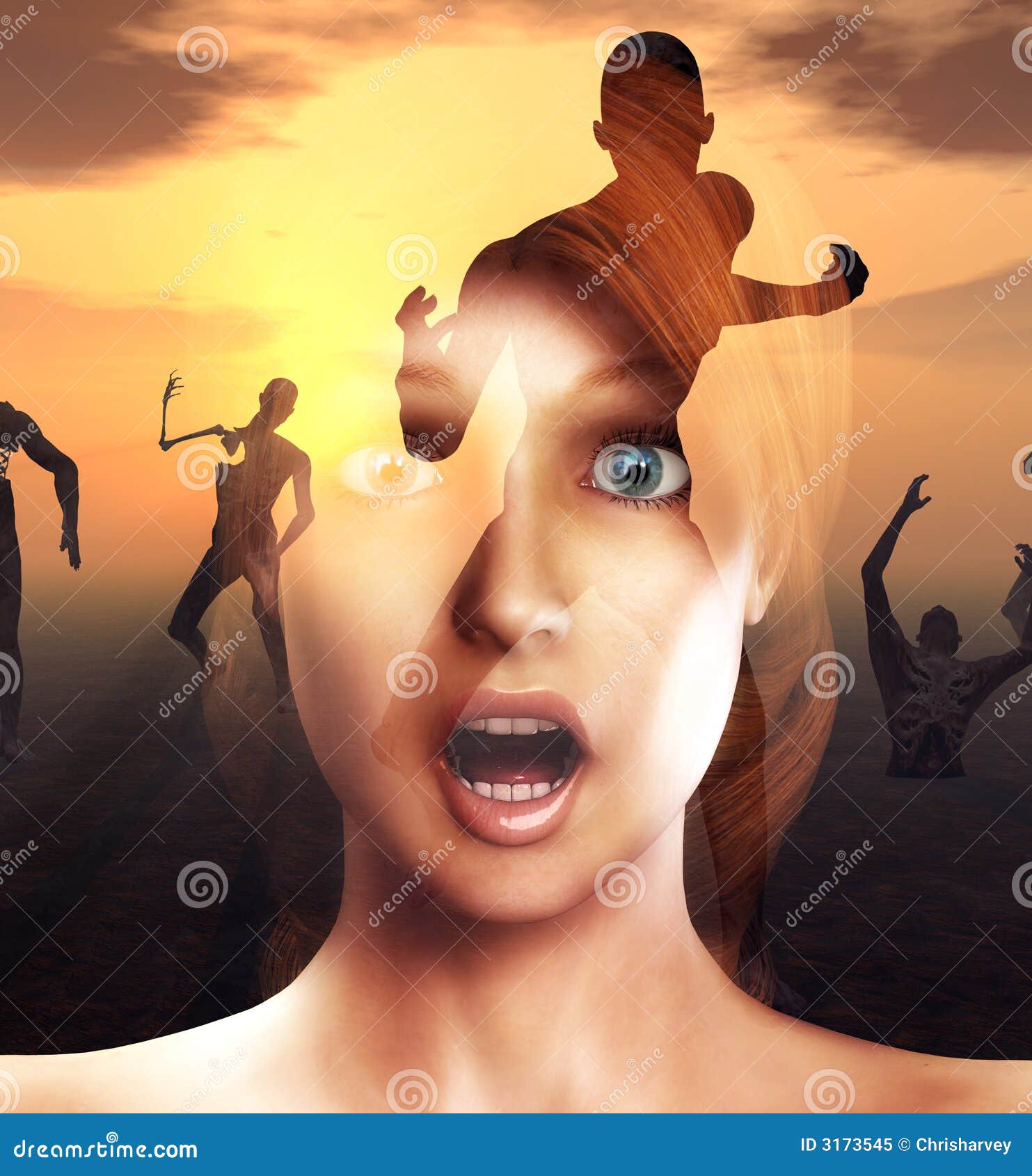 Horrifying Person Carries A Giant Head With A Scary Smile Expressionism ...