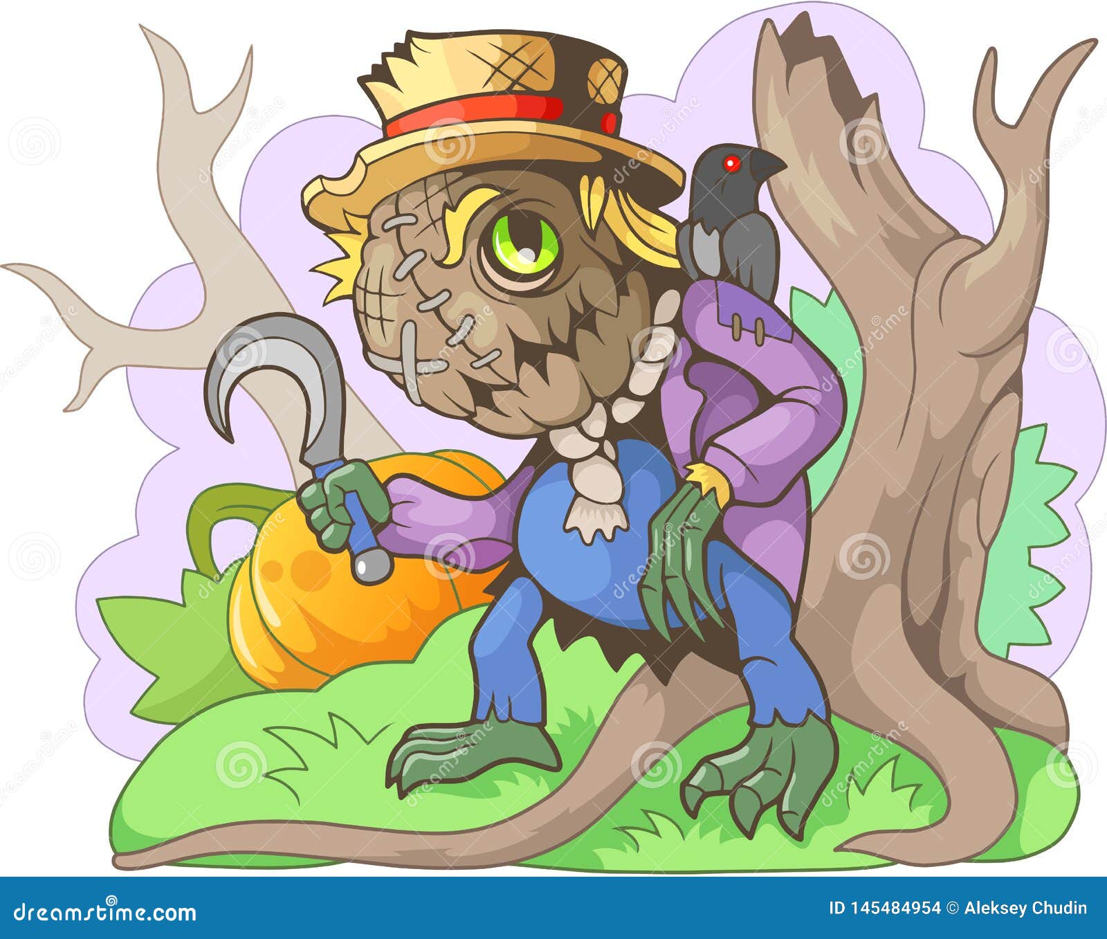 Scarecrow Halloween Cartoon Colored Clipart | CartoonDealer.com #246795045