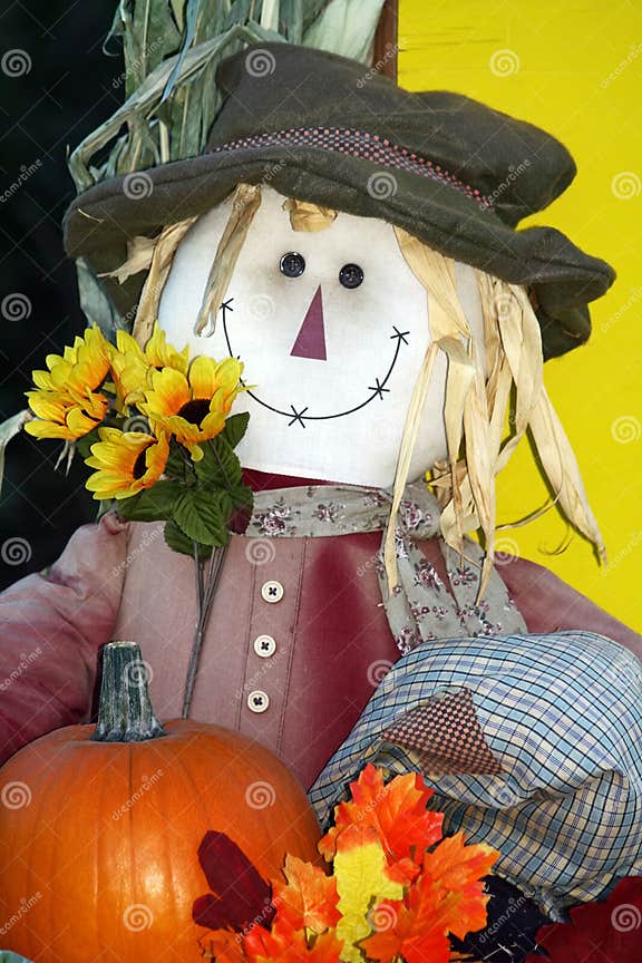Scarecrow stock image. Image of husk, fall, flowers, happy - 21557297