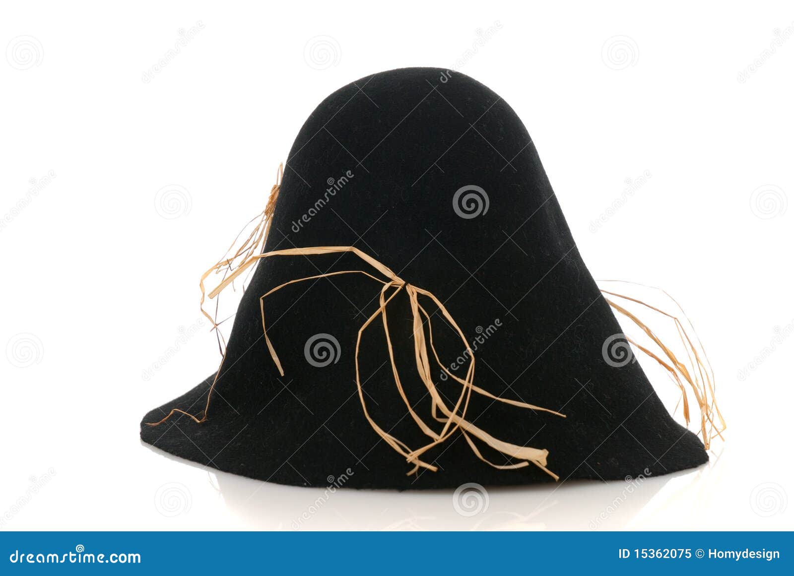 Scarecrow Black Felt Hat with Some Straw Stock Image - Image of black ...