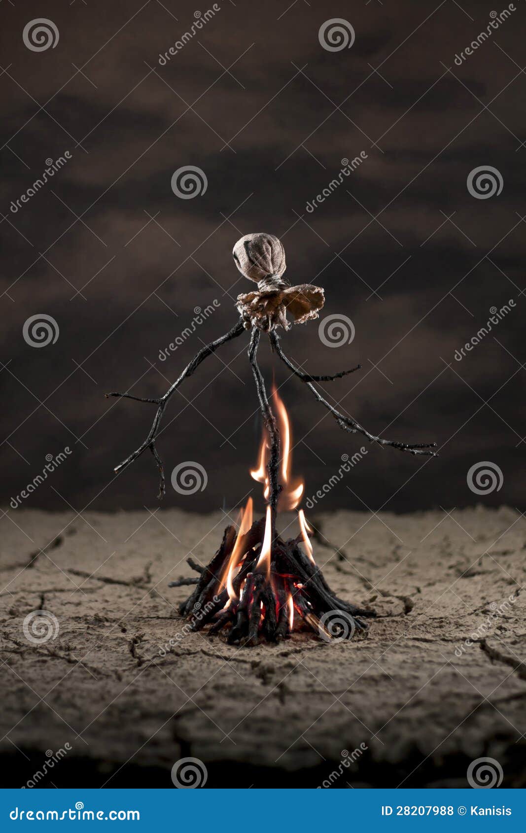 Scarecrow in the Burning on Bonfire Stock Illustration - Illustration ...