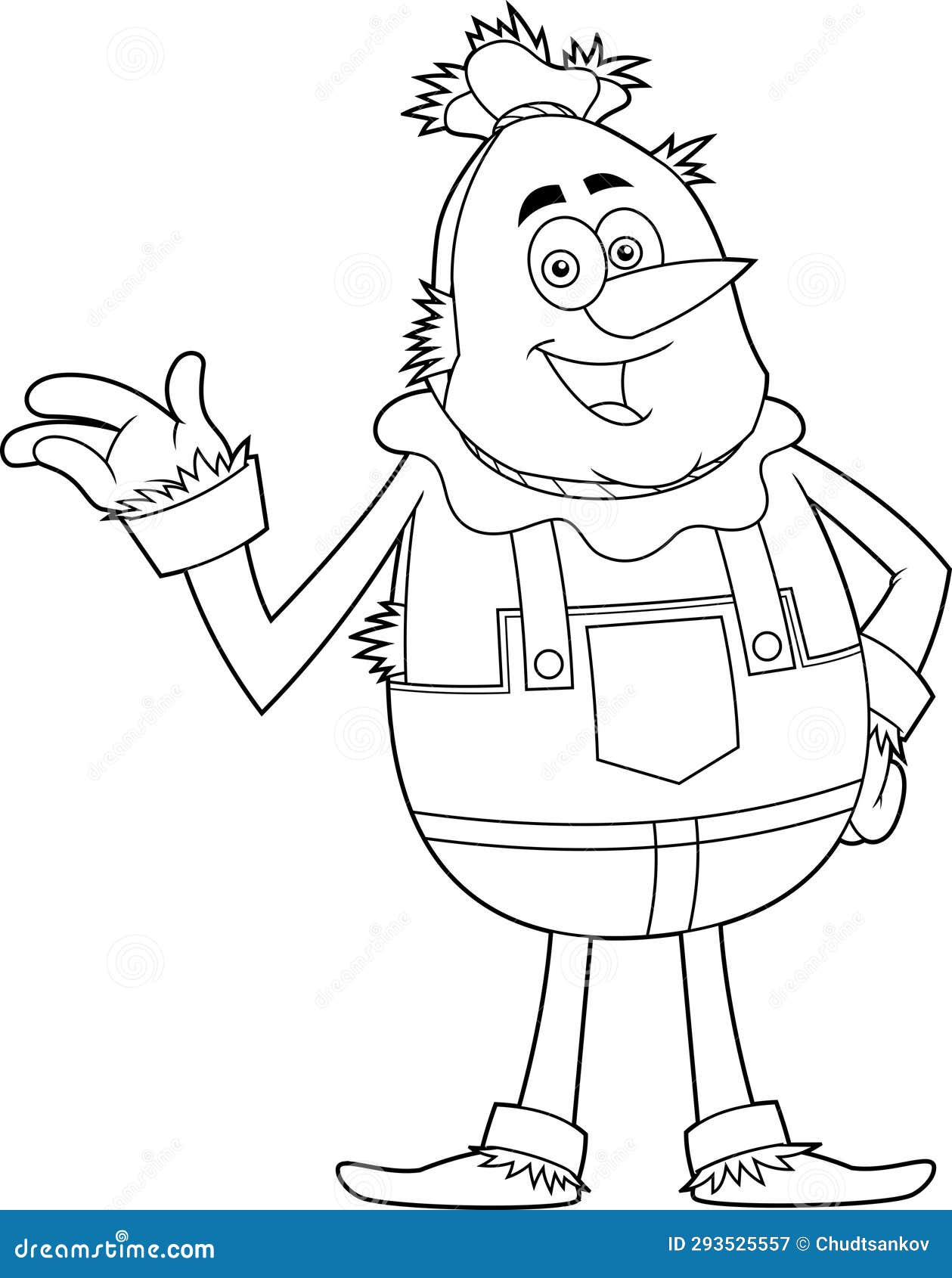 Outlined Happy Scarecrow Cartoon Character Waving for Greeting Stock ...