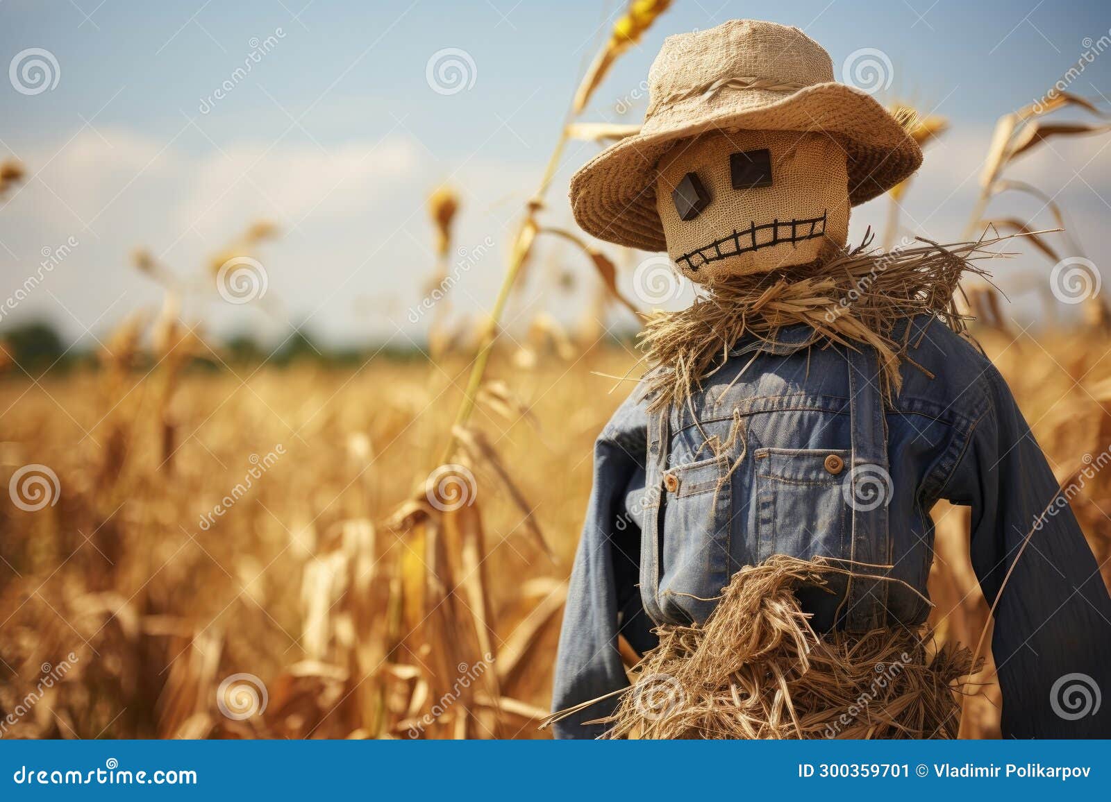 Scarecrow on the Field in the Summer Stock Image - Image of landscape ...