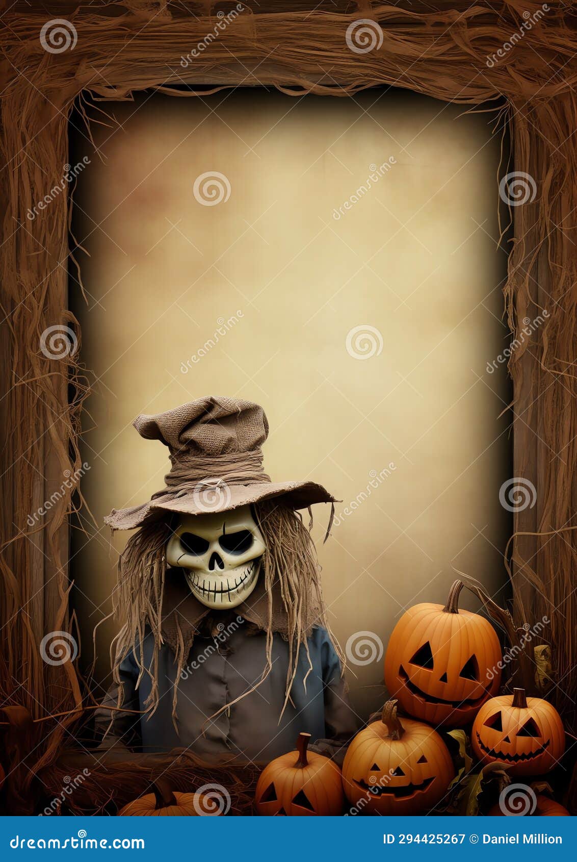 Scarecrow Halloween Frame Border Stock Illustration - Illustration of ...