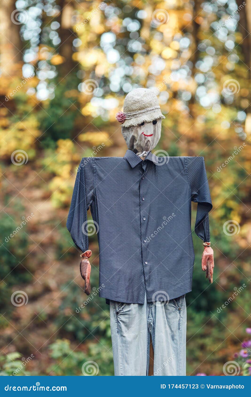 Scarecrow from Old Clothes in the Garden Stock Image - Image of puppet ...