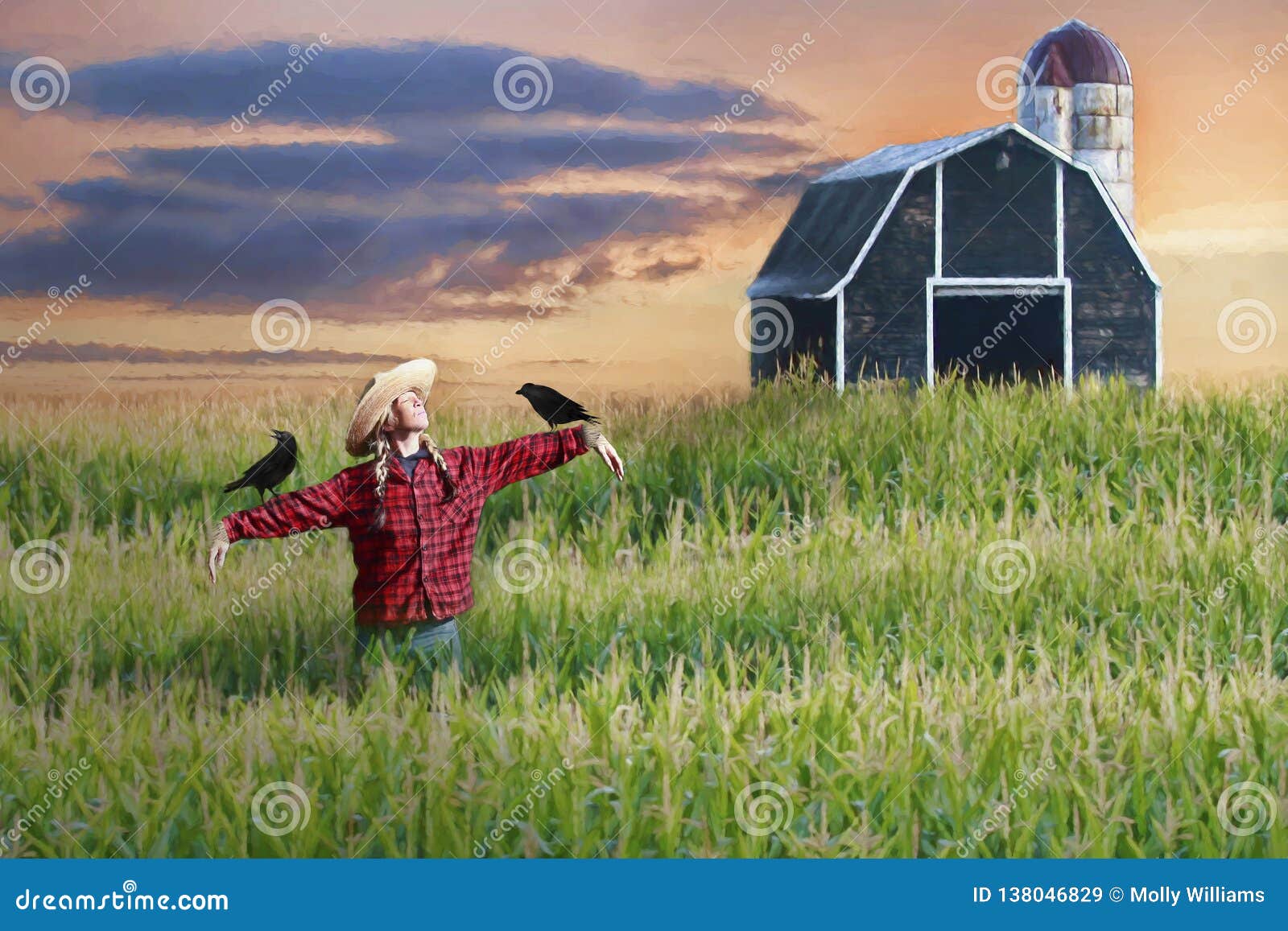 Scarecrow and barn stock image. Image of tower, building - 138046829
