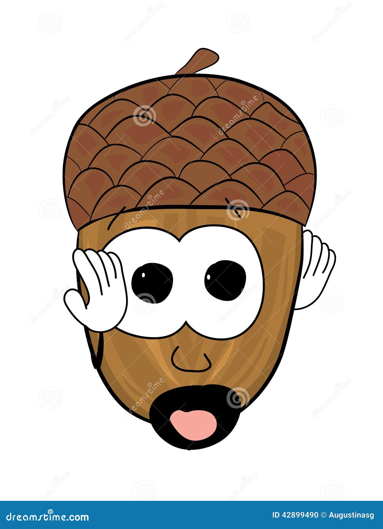 Scared Acorn Cartoon Character Stock Illustration - Illustration of ...