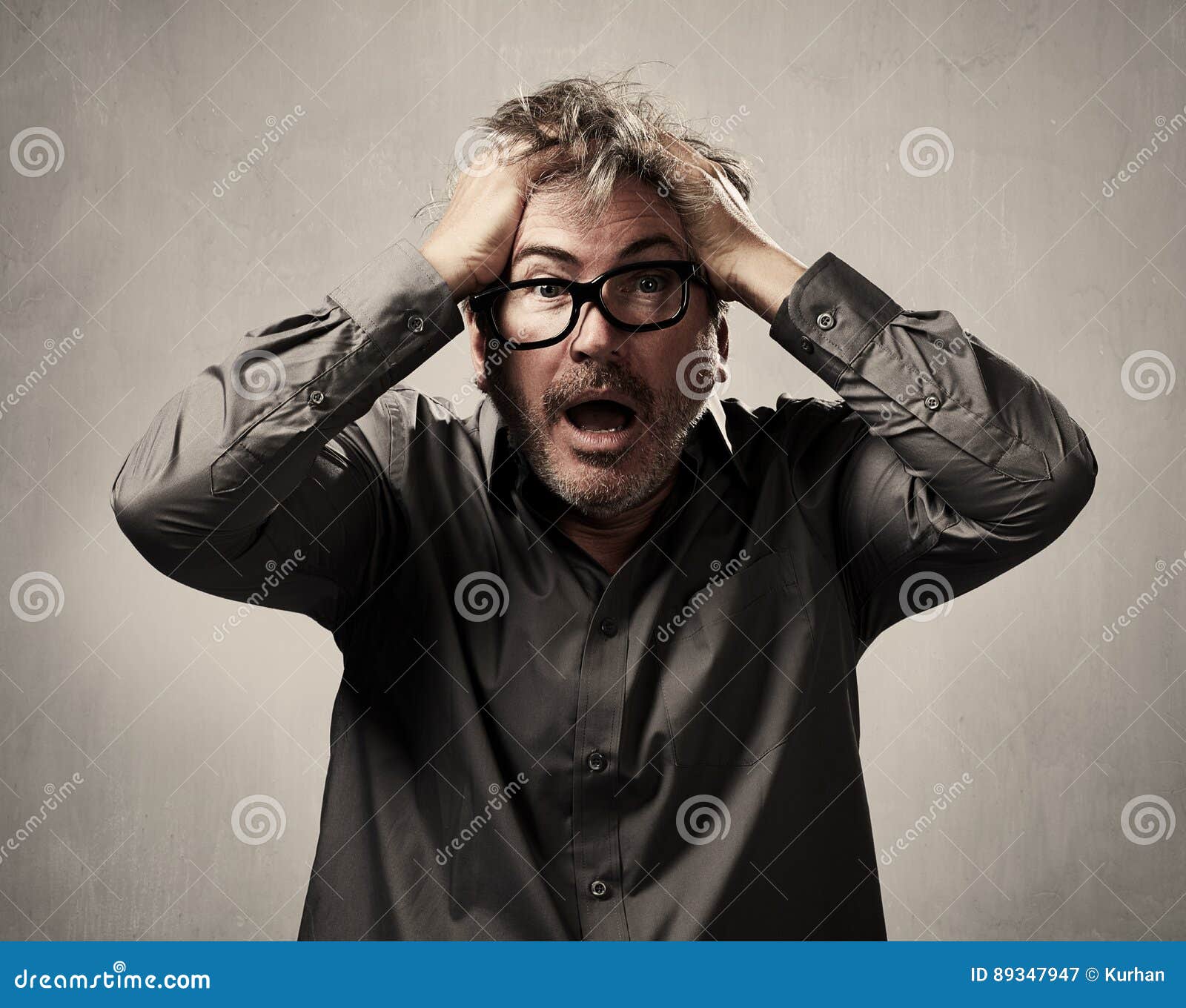 Scared afraid man fear. stock image. Image of fear, gray - 89347947