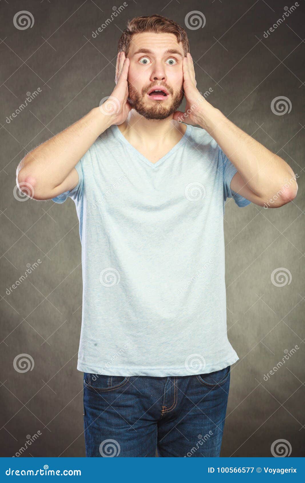 Scared Afraid Shocked Handsome Man Guy. Stock Image - Image of young ...