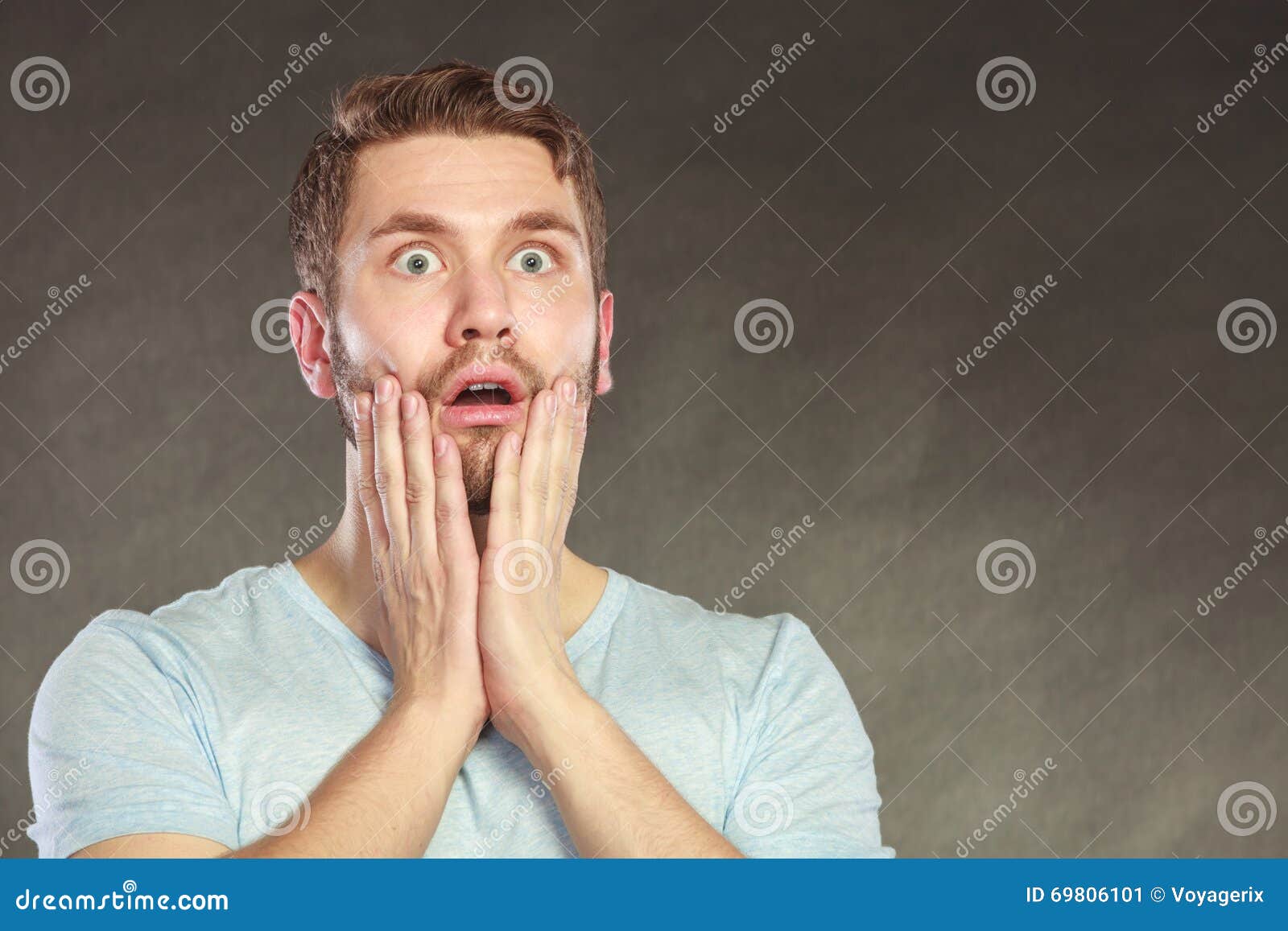 Scared Afraid Shocked Handsome Man Guy. Stock Image - Image of model ...