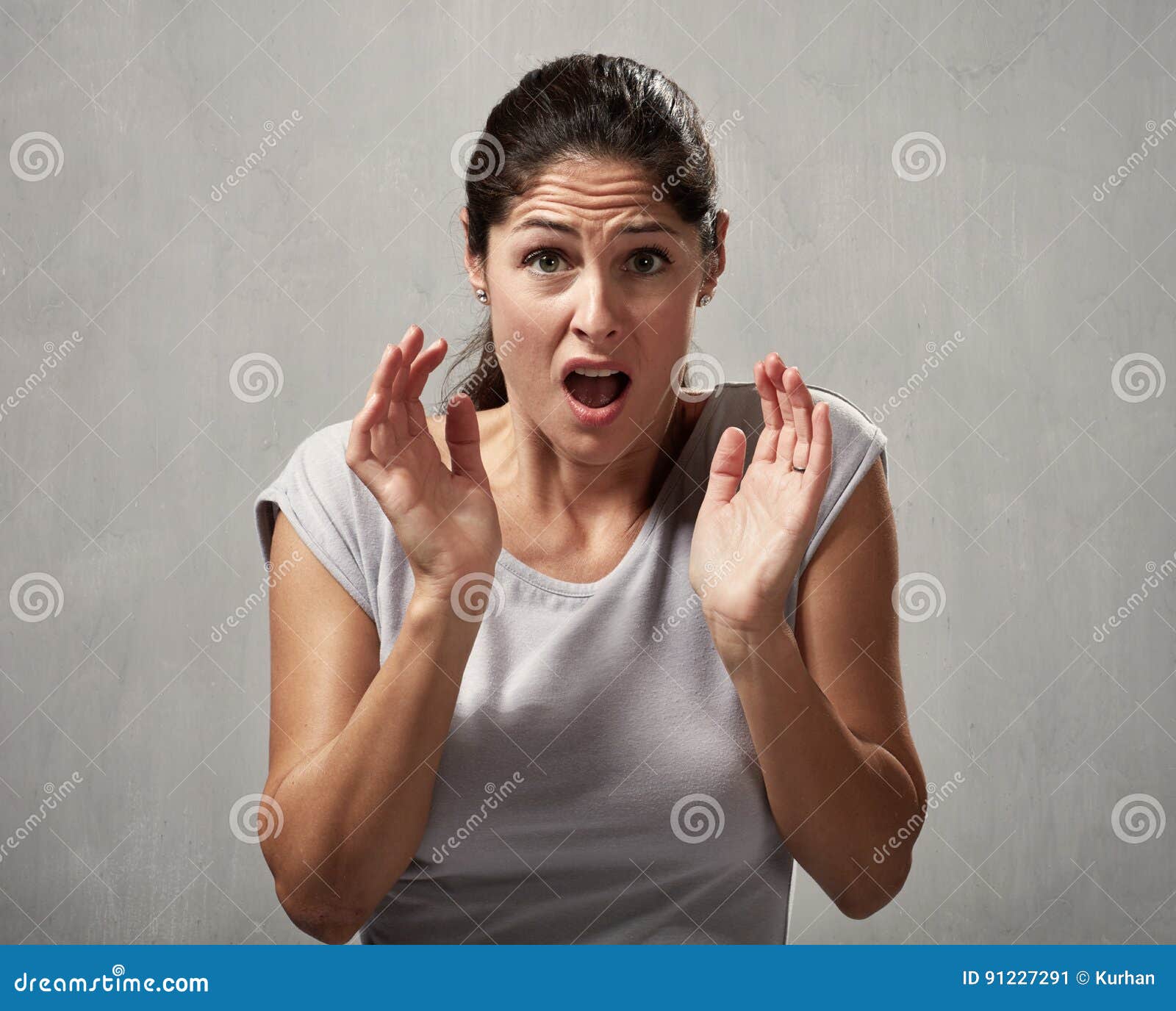 Scared afraid woman stock image. Image of background - 91227291