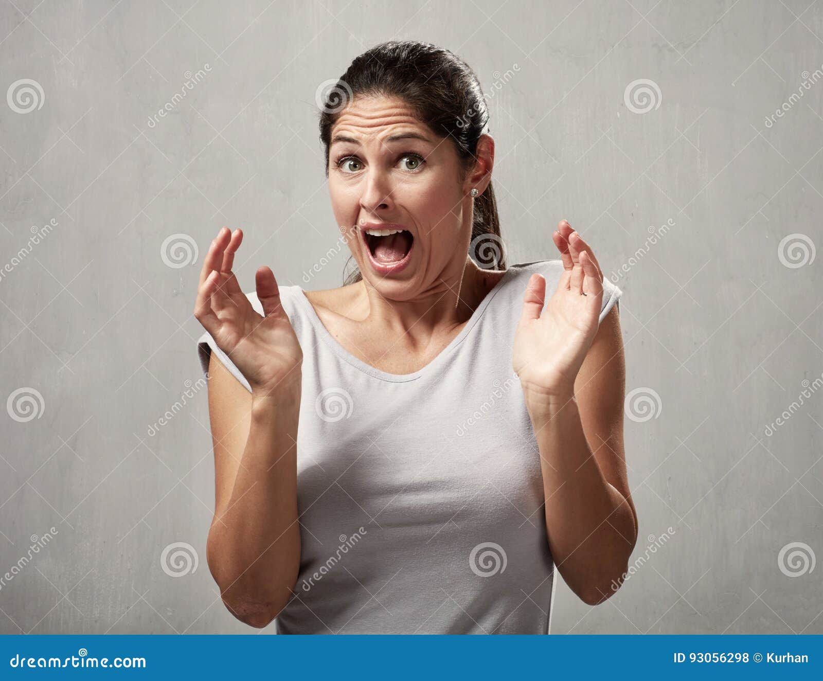 Scared afraid woman stock photo. Image of girl, frustrated - 93056298