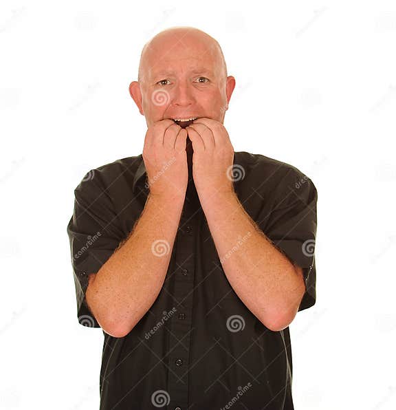 Scared Bald Man stock photo. Image of front, frightened - 26364754