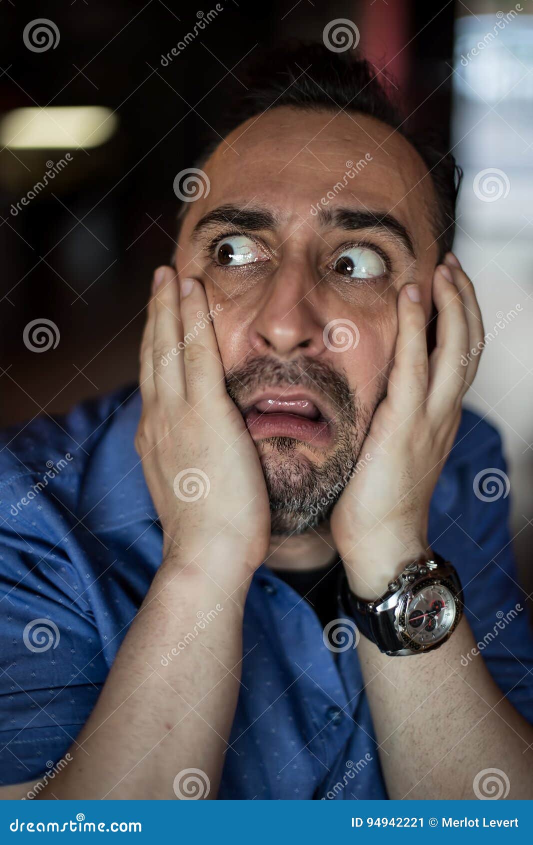 Scared Bearded Man Screaming with Frustration Stock Image - Image of ...