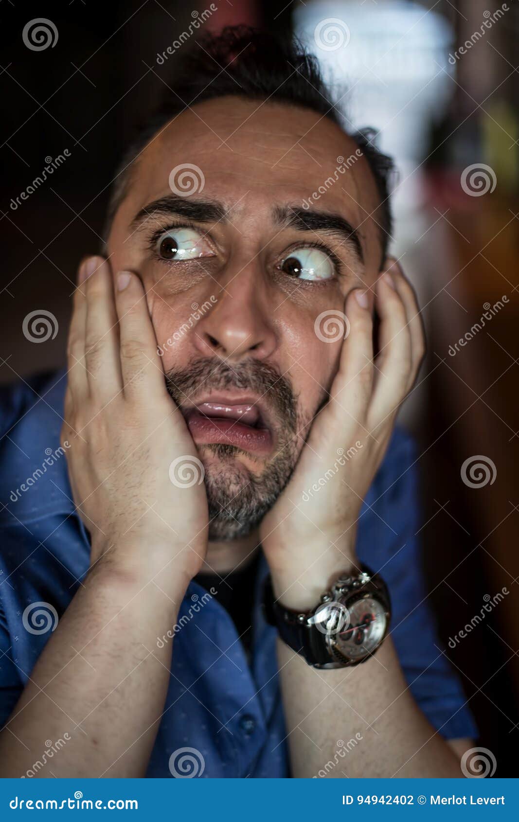 Scared Bearded Man Screaming with Frustration Stock Photo - Image of ...