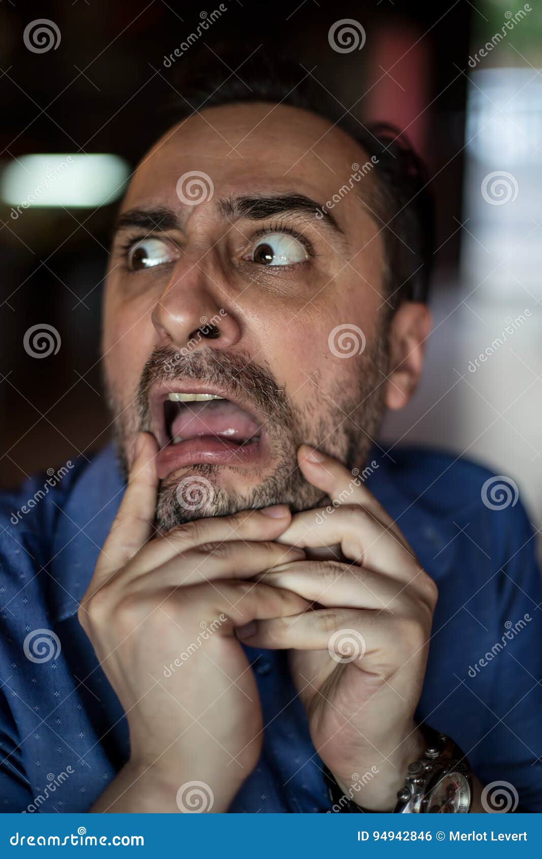 Scared Bearded Man Screaming with Frustration Stock Photo - Image of ...