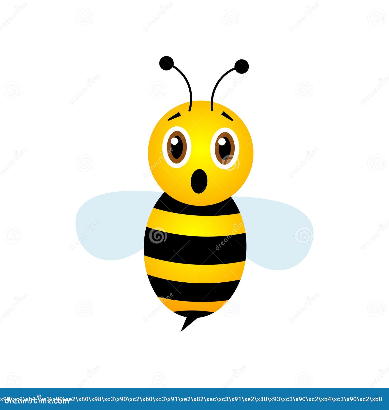Scared Bee Character. Cute Frighten Bee With Open Mouth. Vector ...