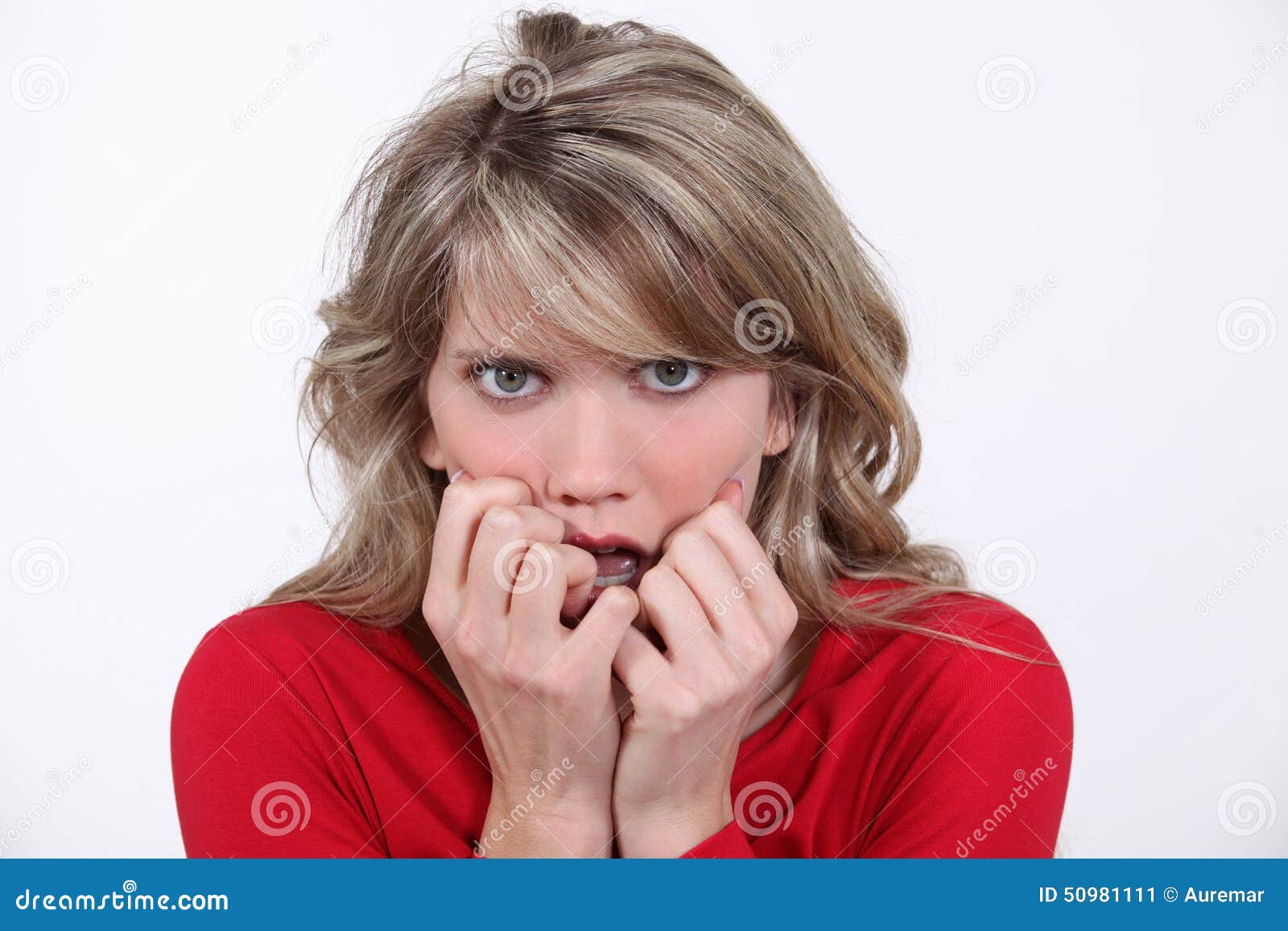 Scared blond woman stock image. Image of scared, nails - 50981111