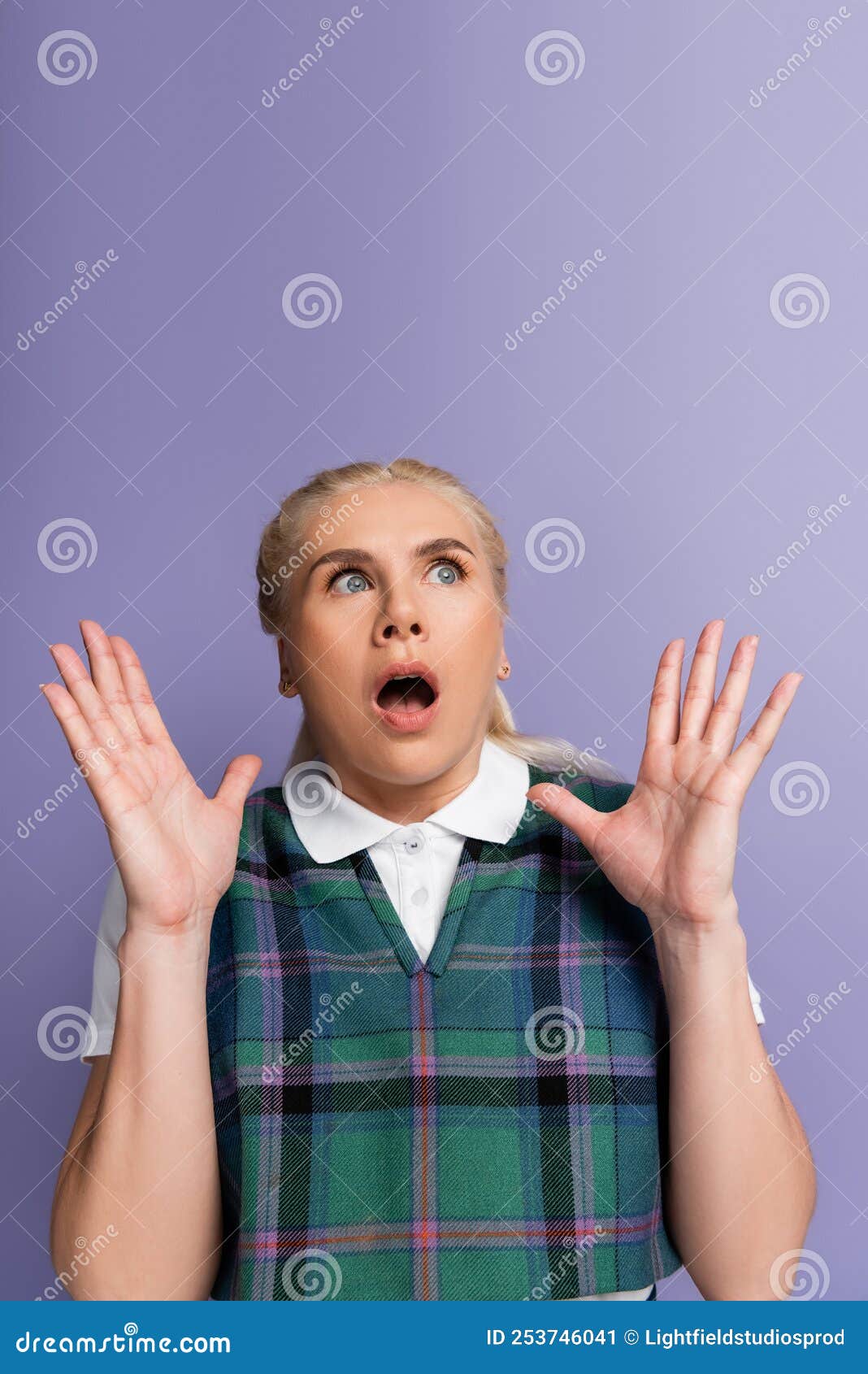 Scared Blonde Student Looking Away Isolated Stock Image - Image of ...