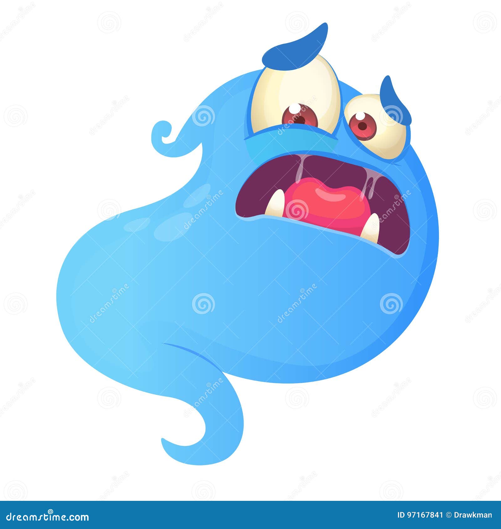 Scared Blue Ghost Cartoon. Vector Illustration. Stock Vector ...