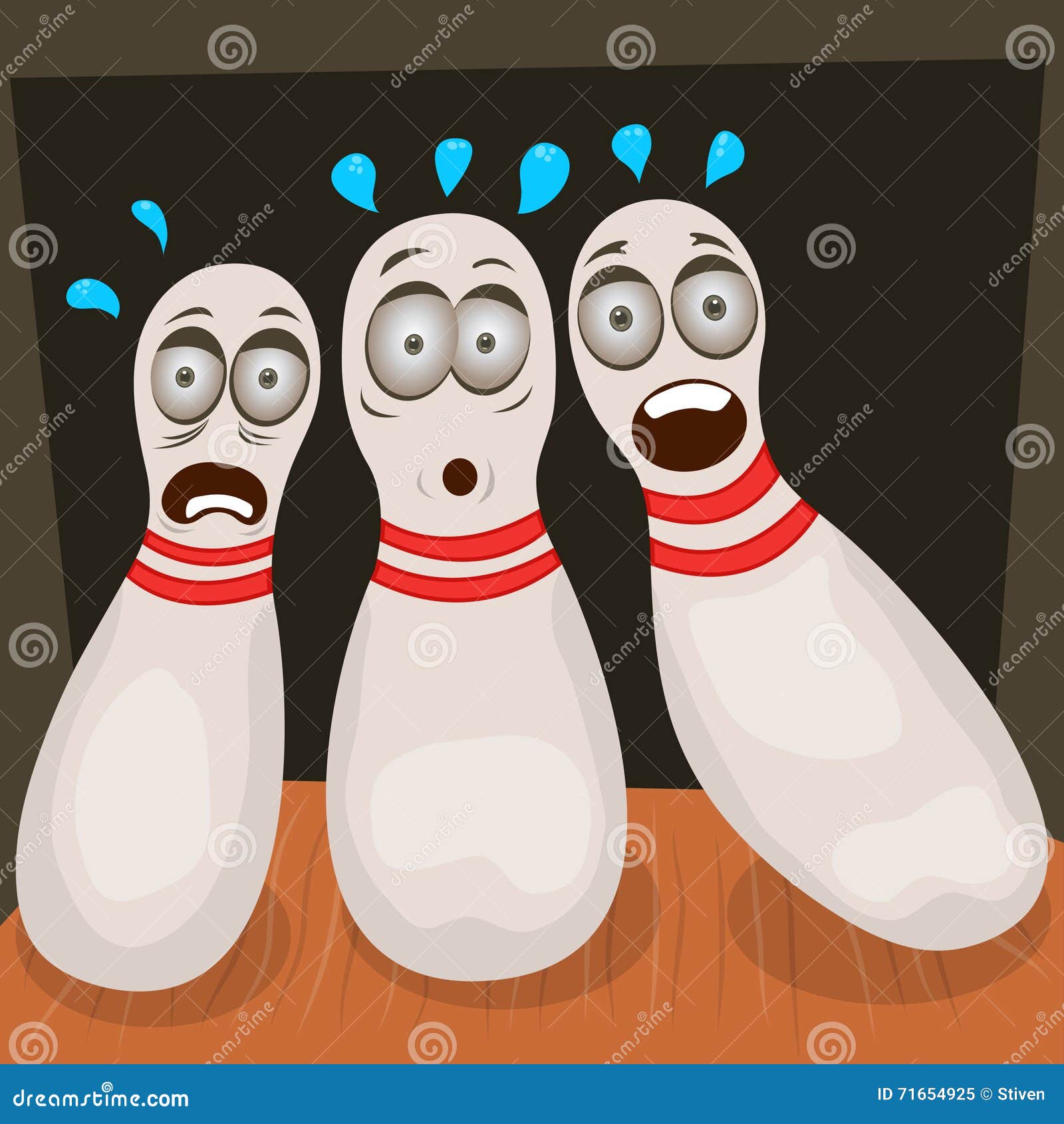 Scared bowling pins stock vector. Illustration of scare - 71654925