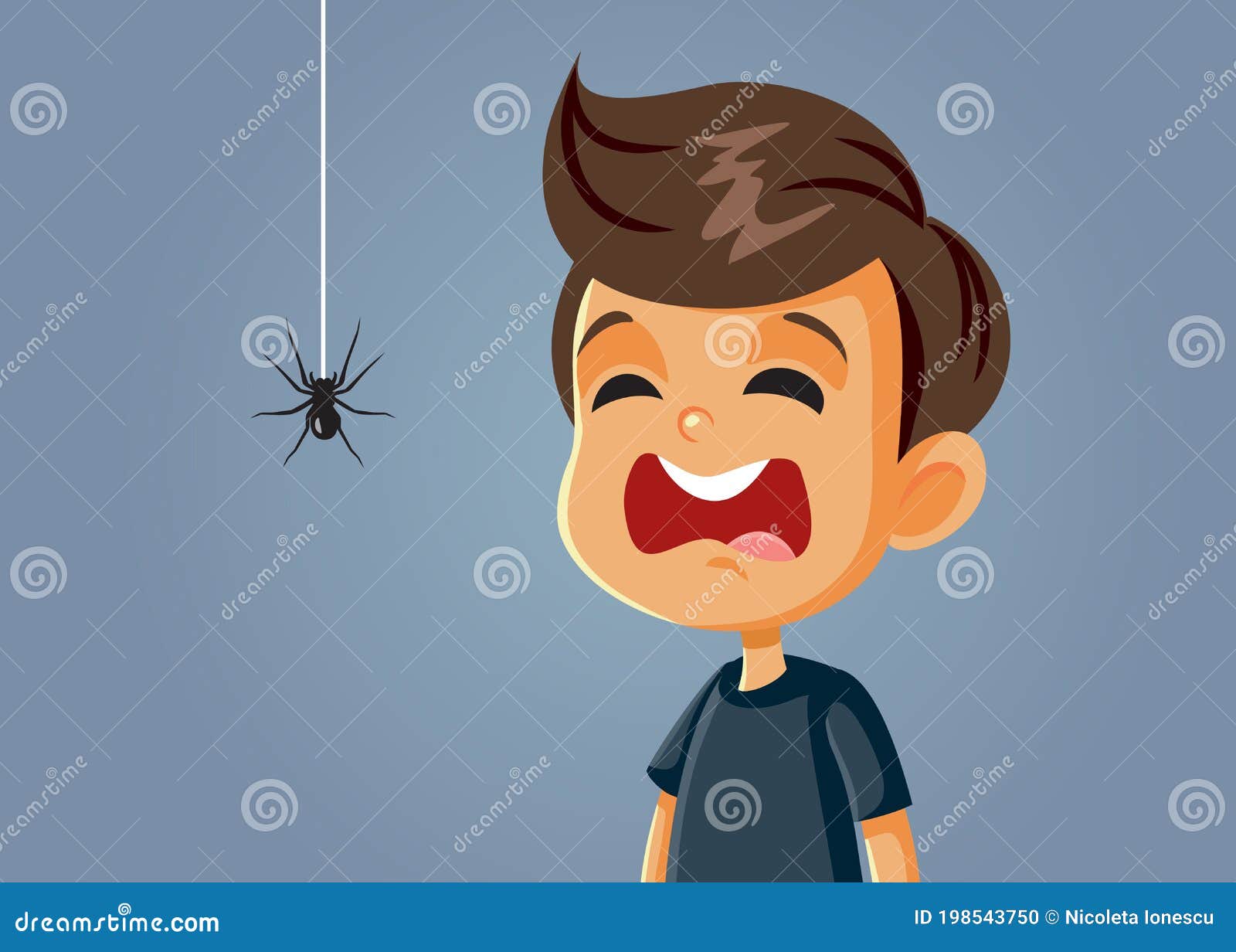 Scared Boy Being Afraid Of A Spider Vector Cartoon | CartoonDealer.com ...