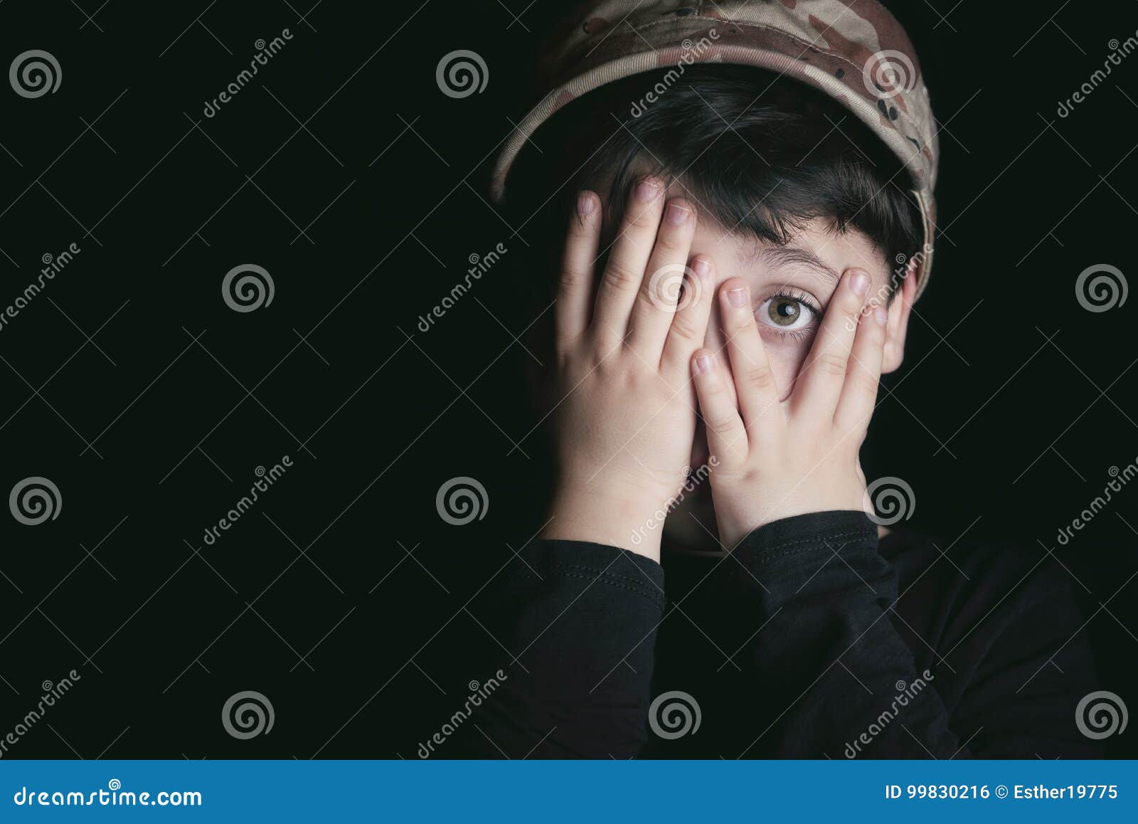 Scared boy stock photo. Image of innocence, black, nervous - 99830216