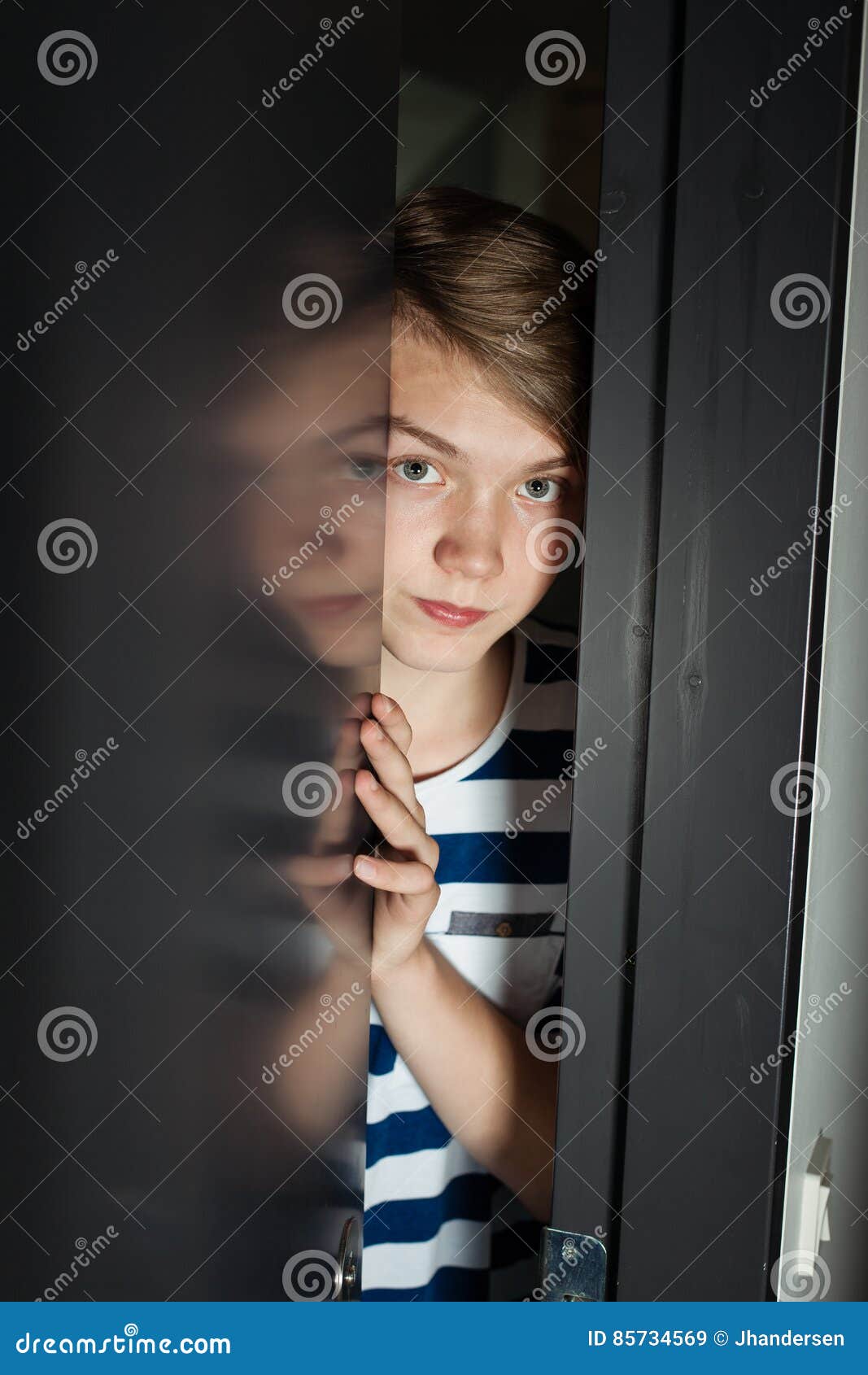 Scared Boy Hiding in Wardrobe Stock Image - Image of seek, hiding: 85734569